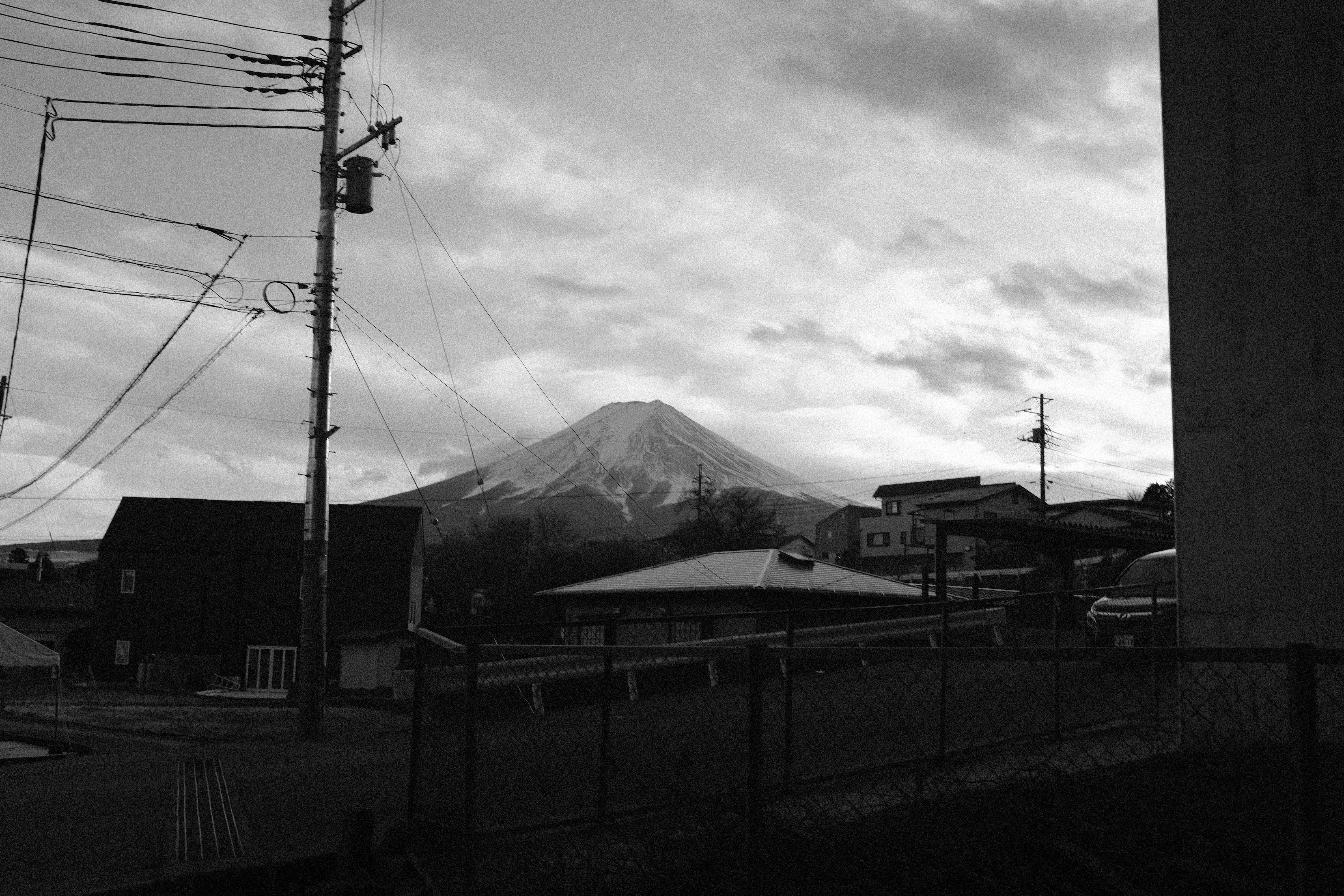 Monochrome Morning Beneath the Volcano