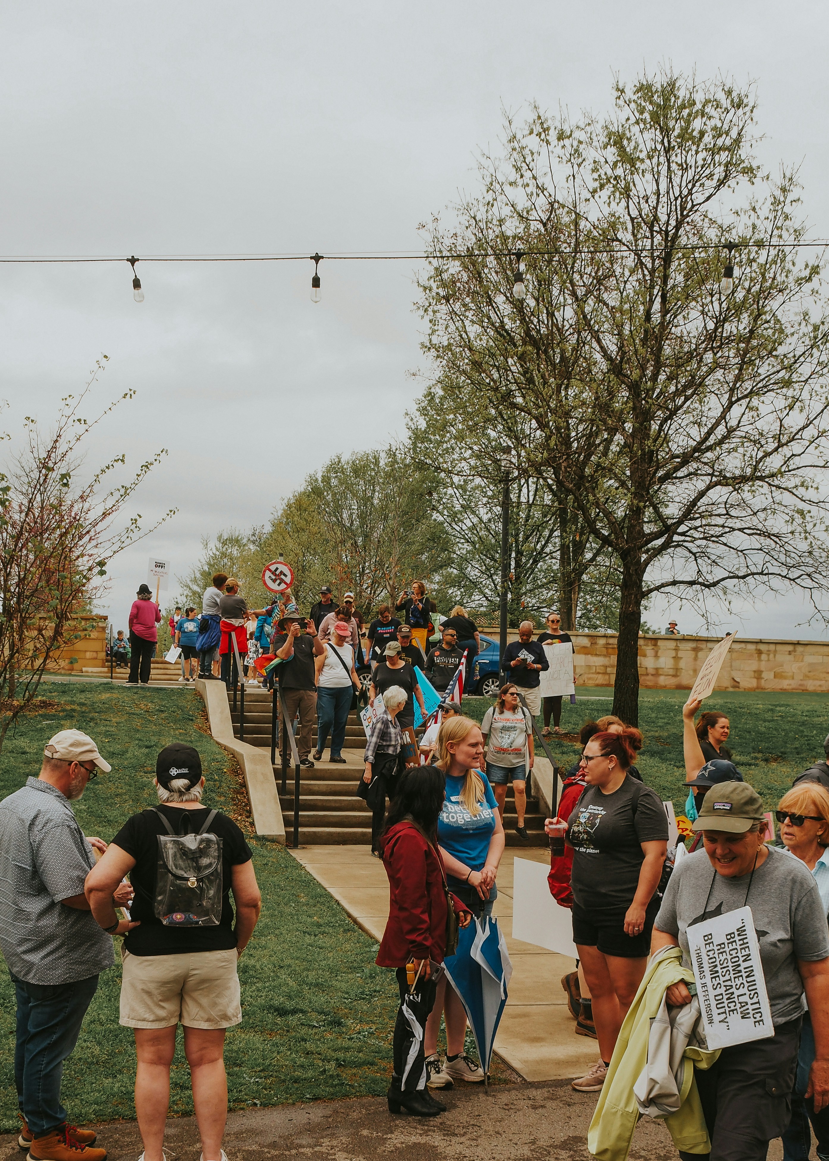 Staircase of Voices: A Diverse Crowd Converges at the Park Steps
