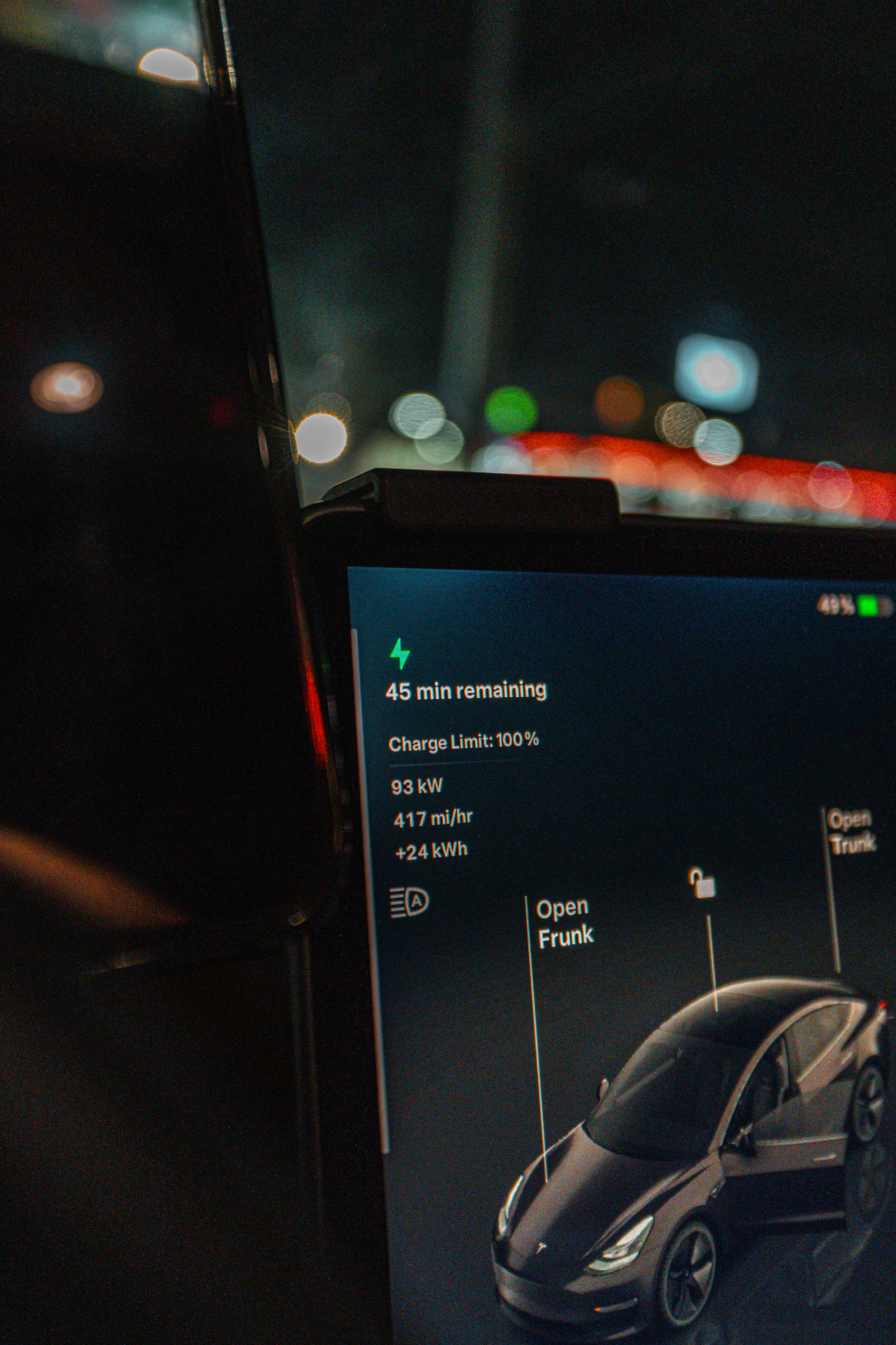 Tesla charging and showing remaining time and stats. photo – Free Car ...