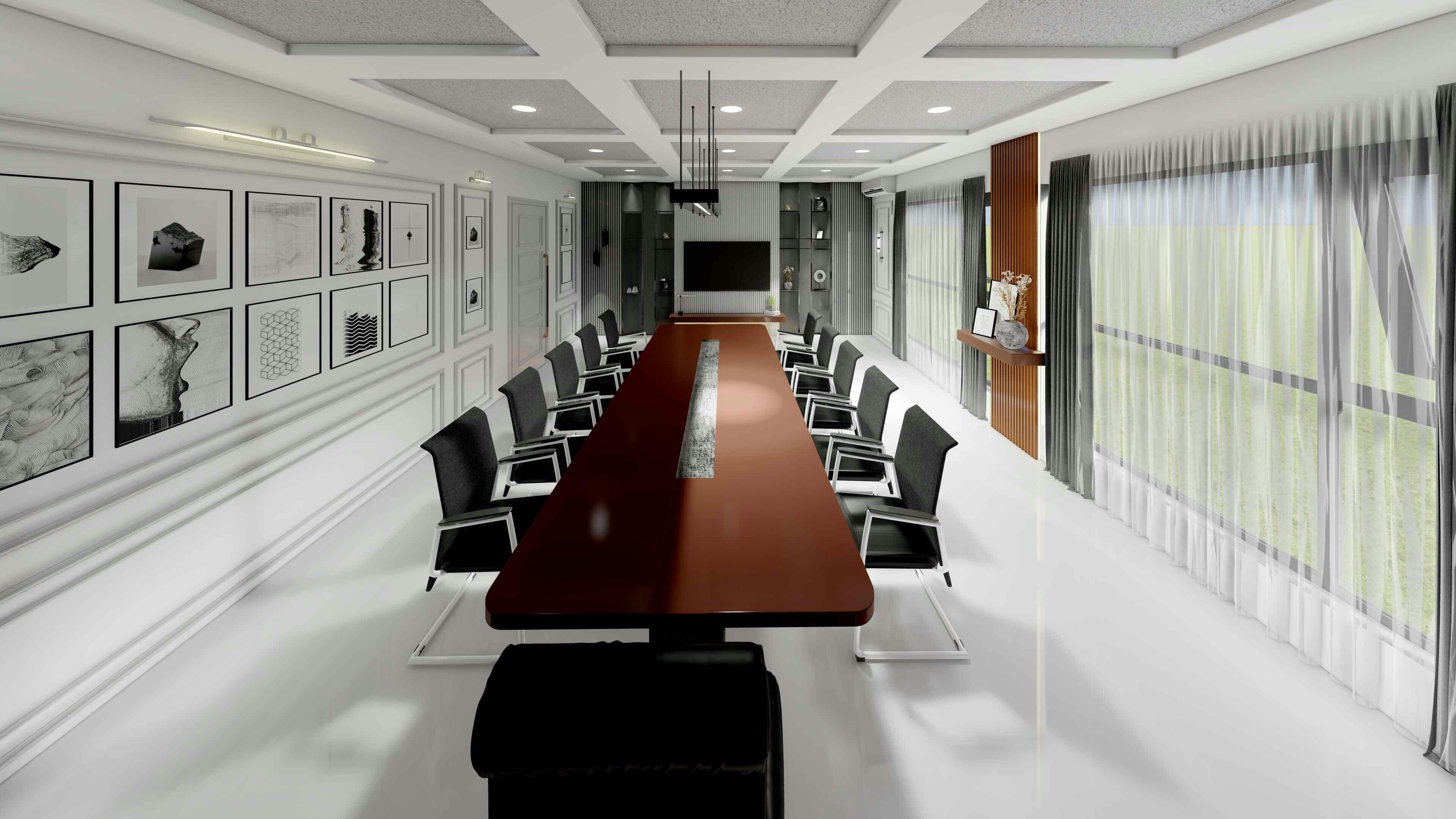 Modern, minimalist boardroom with long table and chairs. photo – Free ...