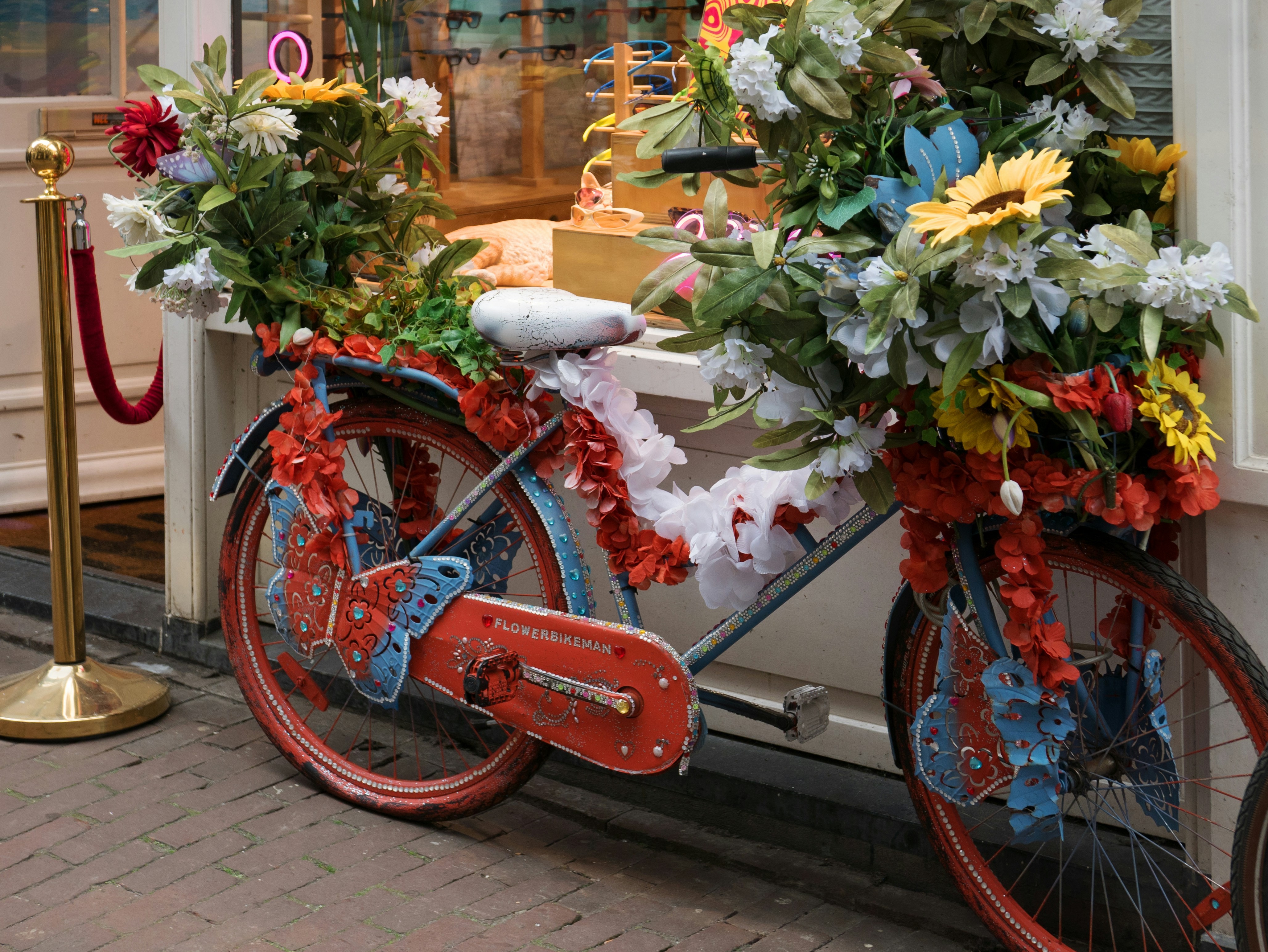 Floral Bicycle Sculpture on Amsterdam Streets