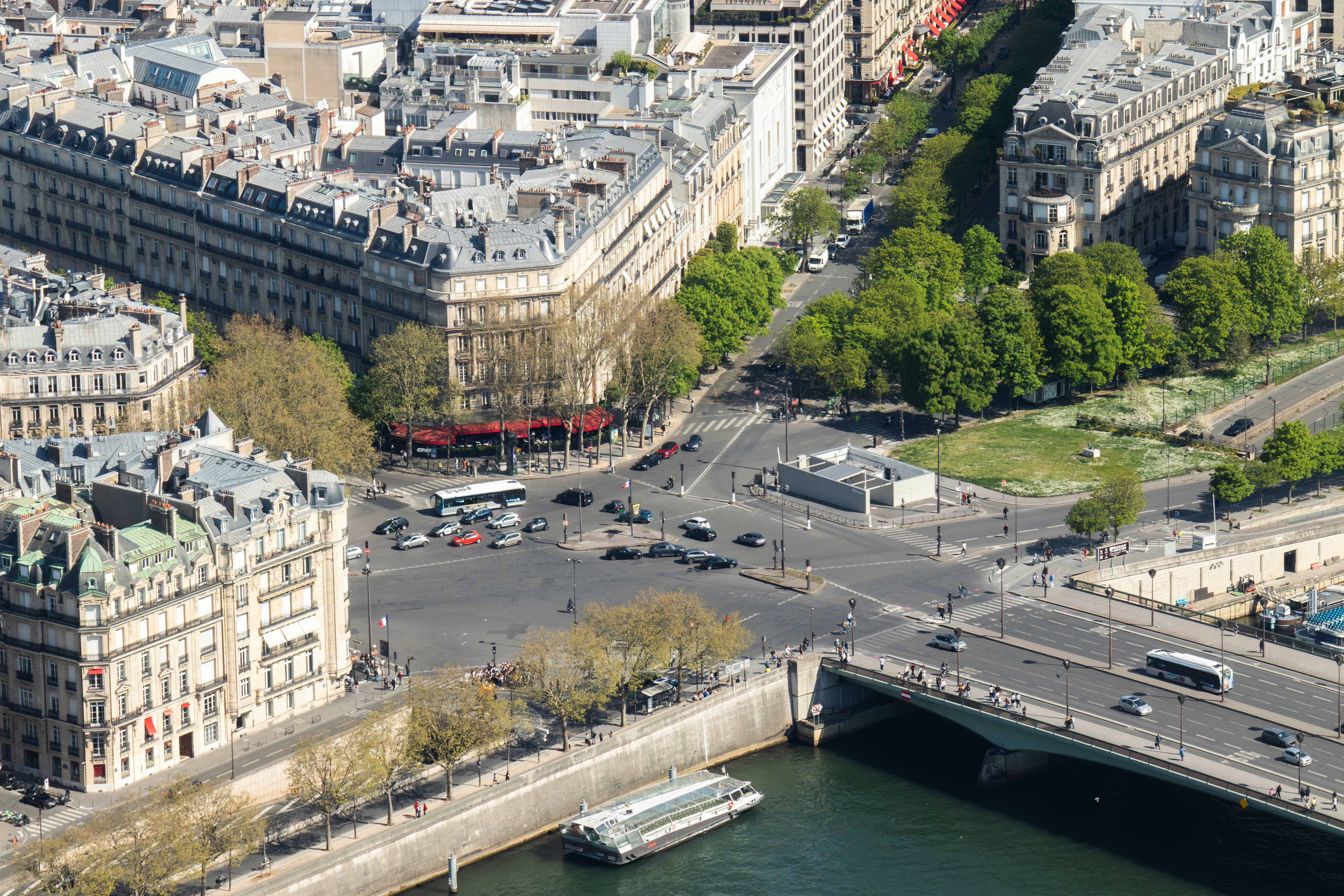 Parisian Crossroads: Aerial View of Urban Elegance