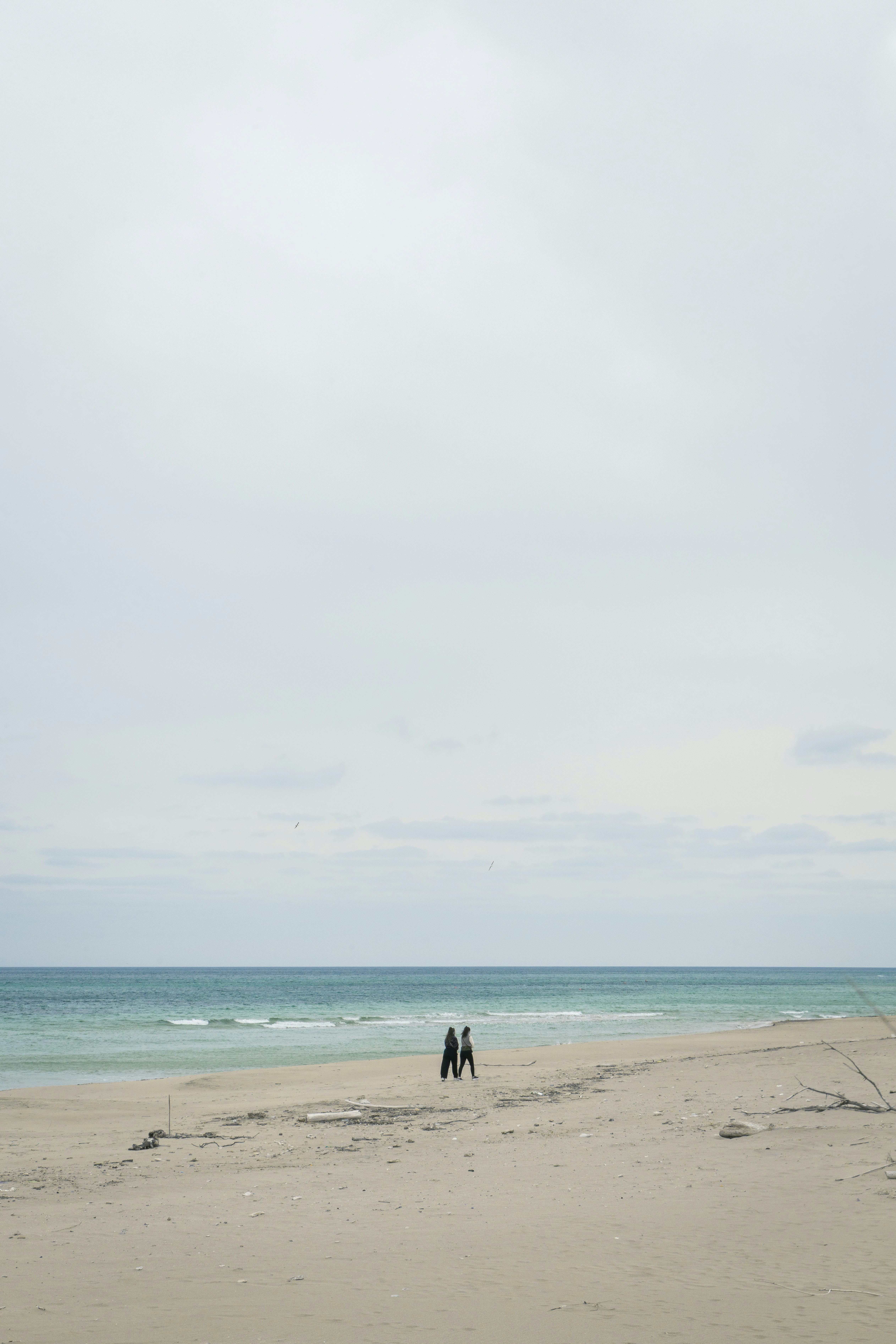 Two people walk on a beach near the ocean. photo – Free Beach Image on ...