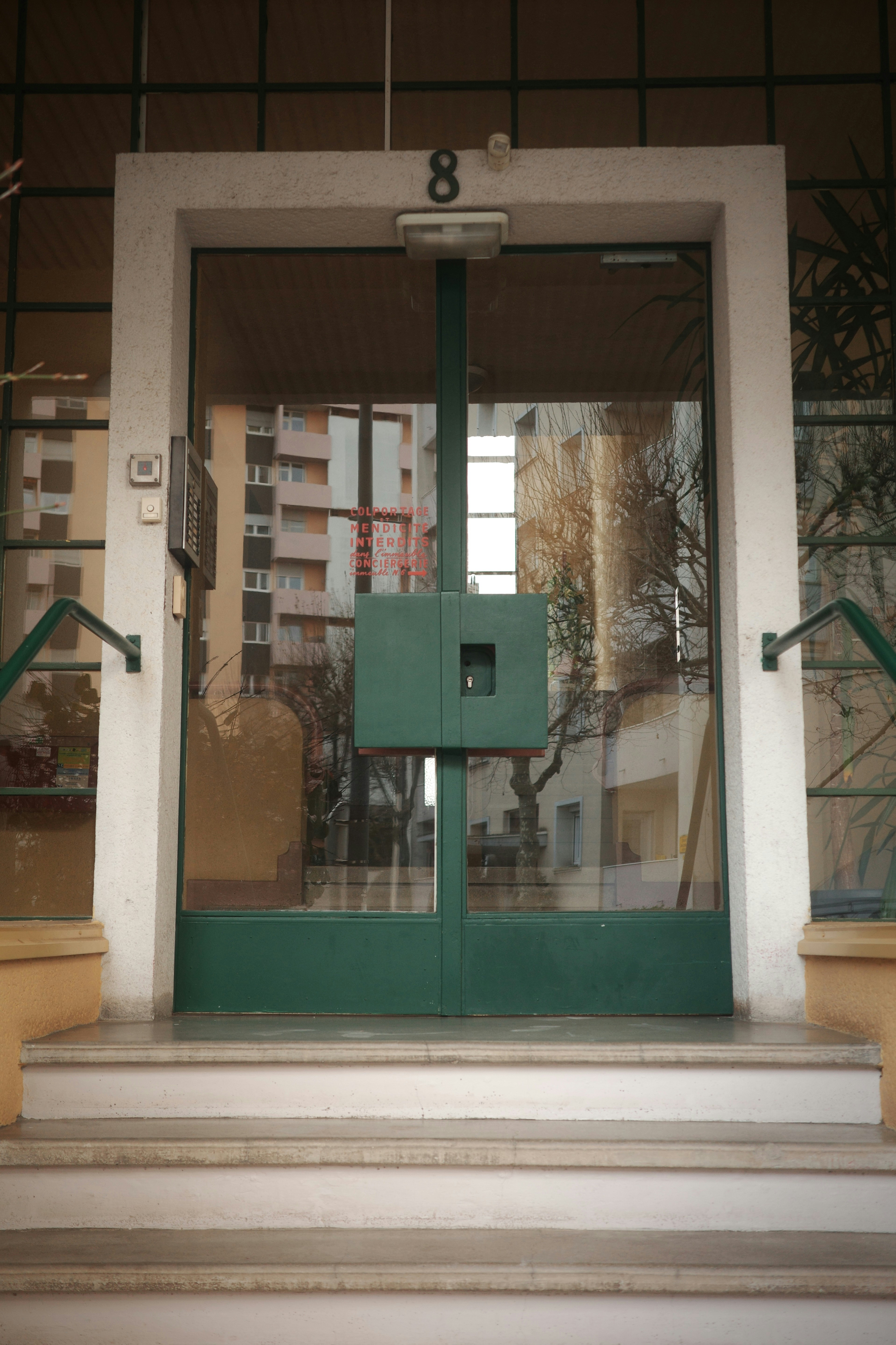 Urban Entrance with Emerald Hues