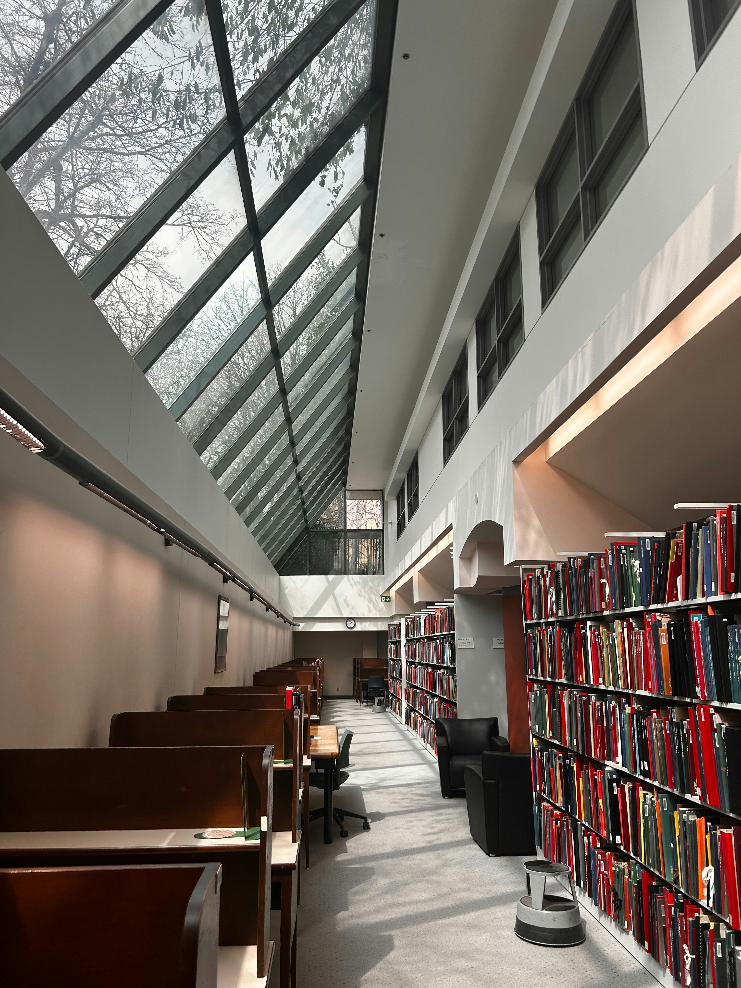 A bright library with books and skylights. photo – Free Image on Unsplash