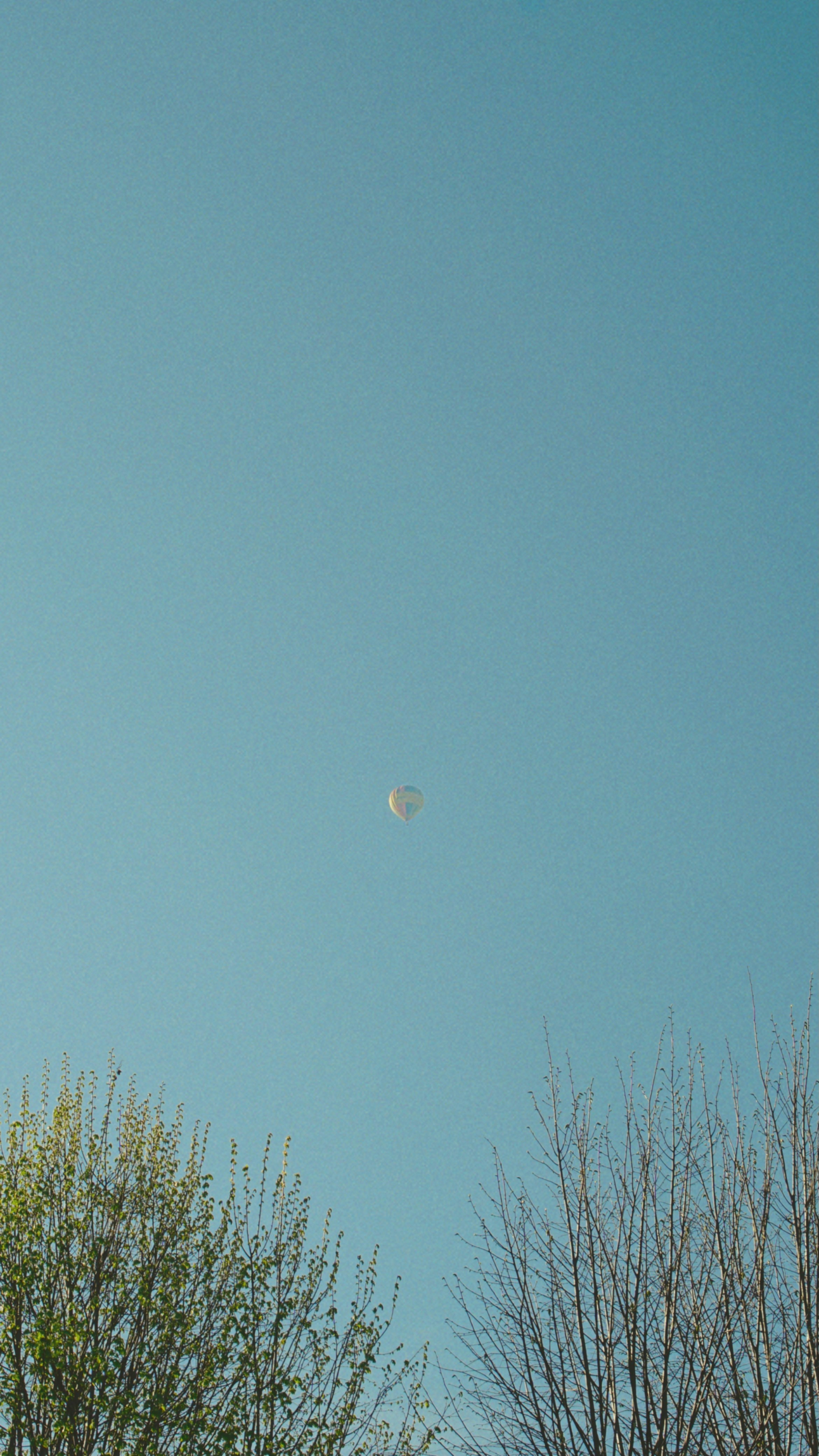 A hot air balloon is in the sky.