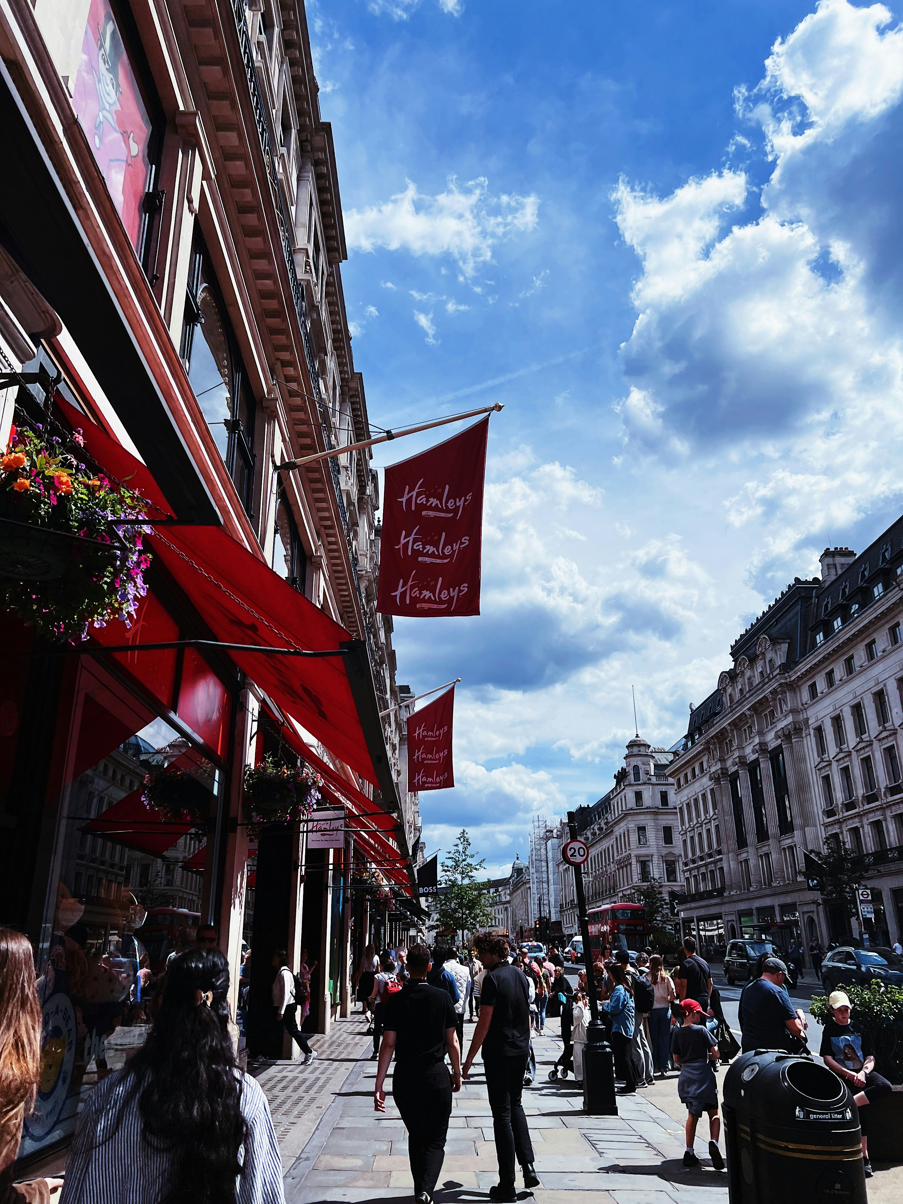 Vibrant City Stroll Under Azure Skies