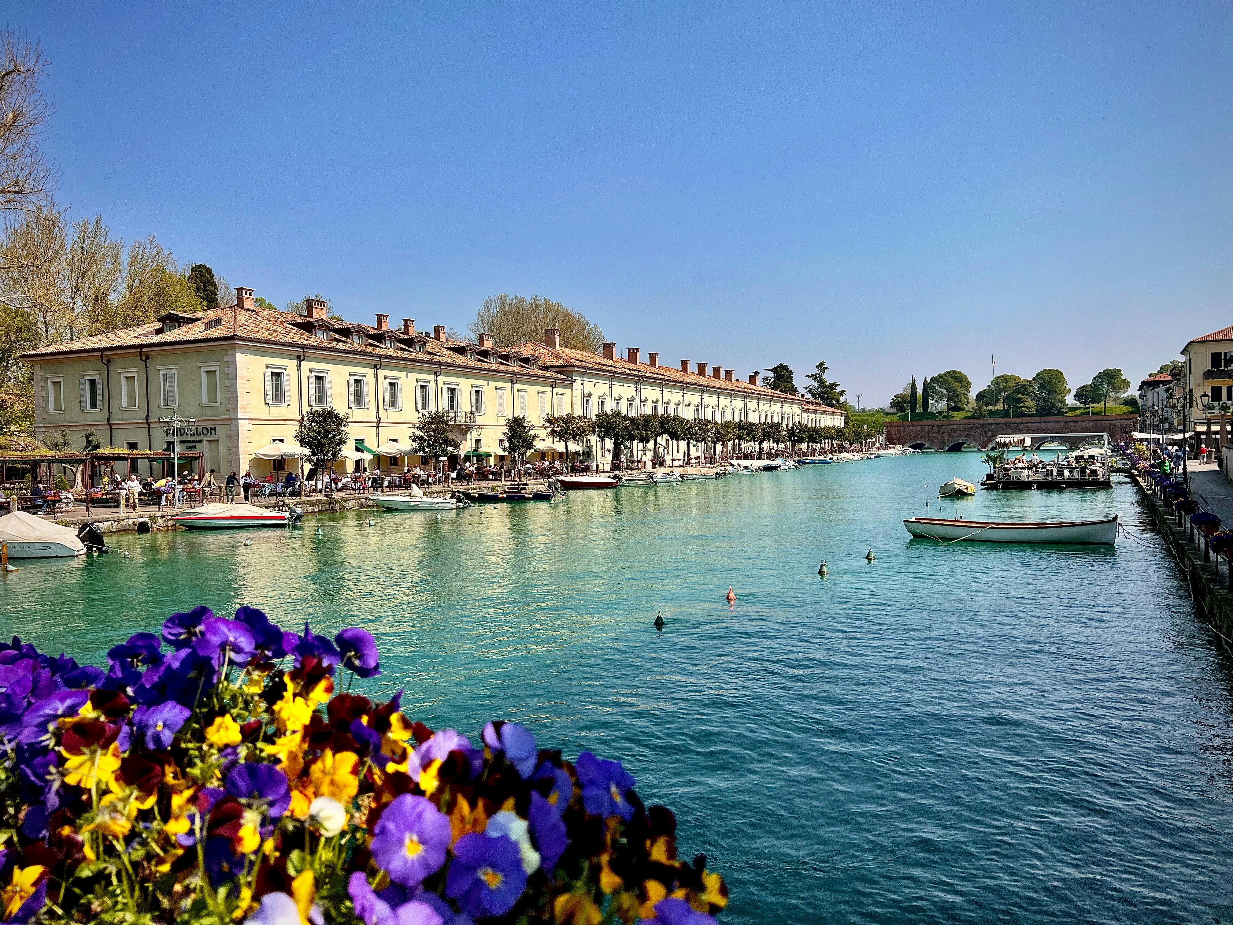 A beautiful waterfront town with boats and flowers. photo – Free Flower ...