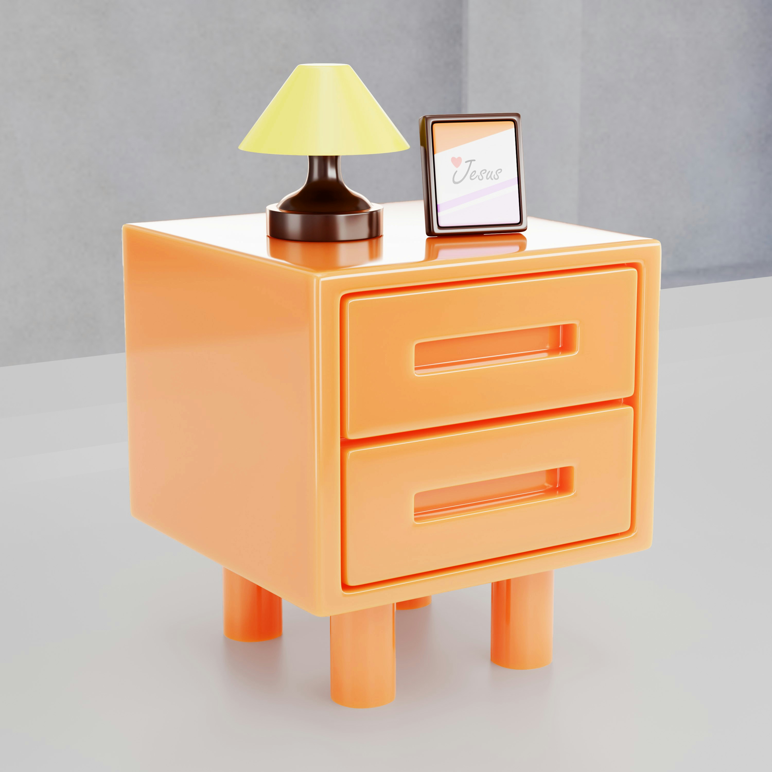 A small orange nightstand with a lamp. photo – Free Red Image on Unsplash