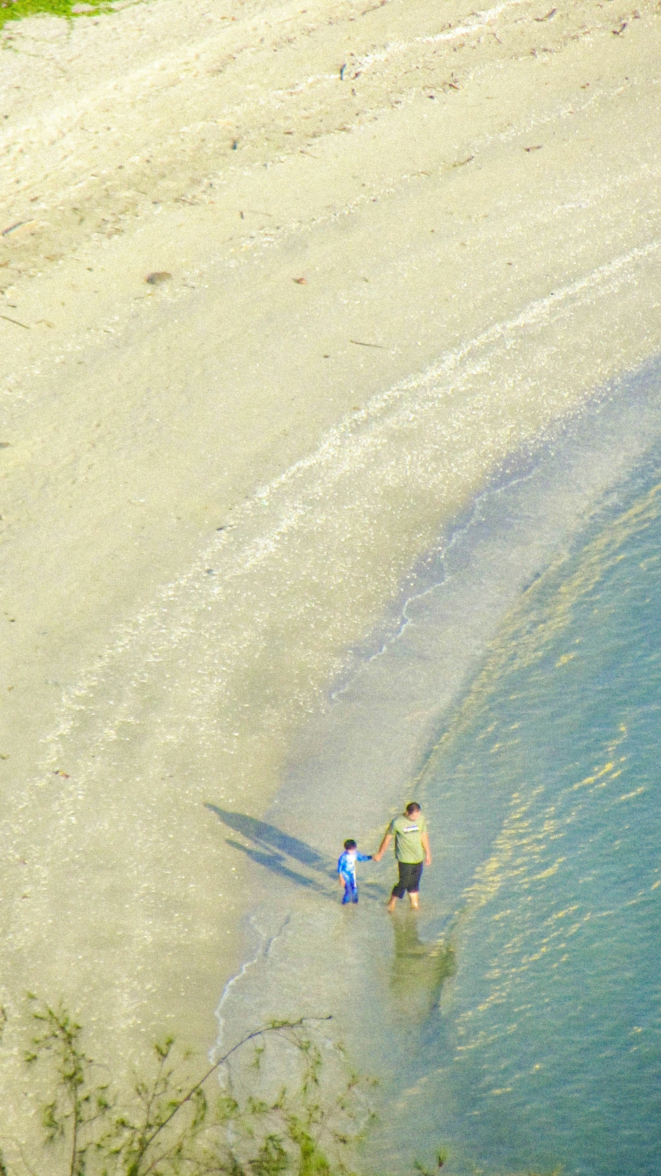 A father and child walk in the shallow water. photo – Free Beach Image ...