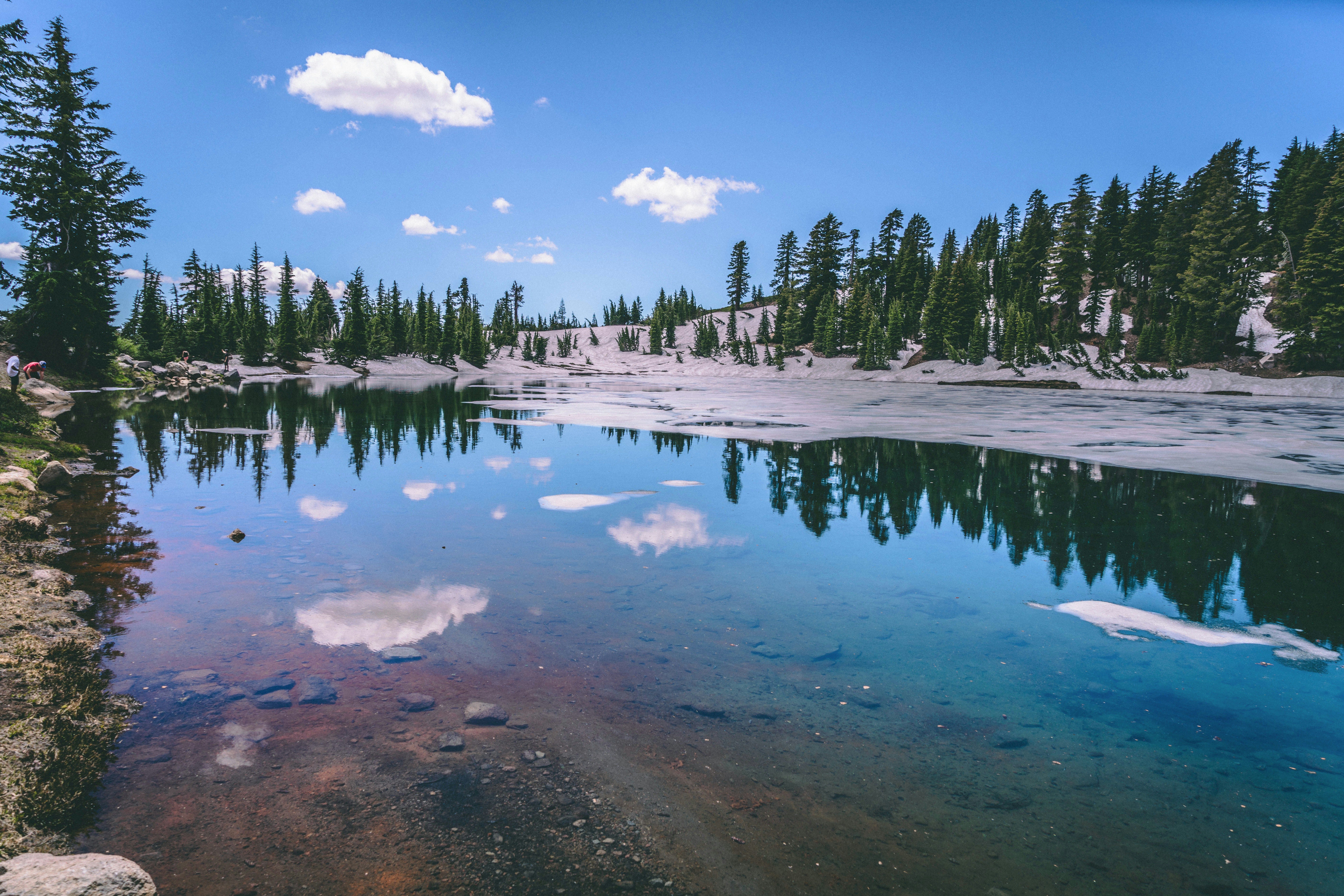 The lake reflects the sky and trees. photo – Free Wallpaper Image on ...