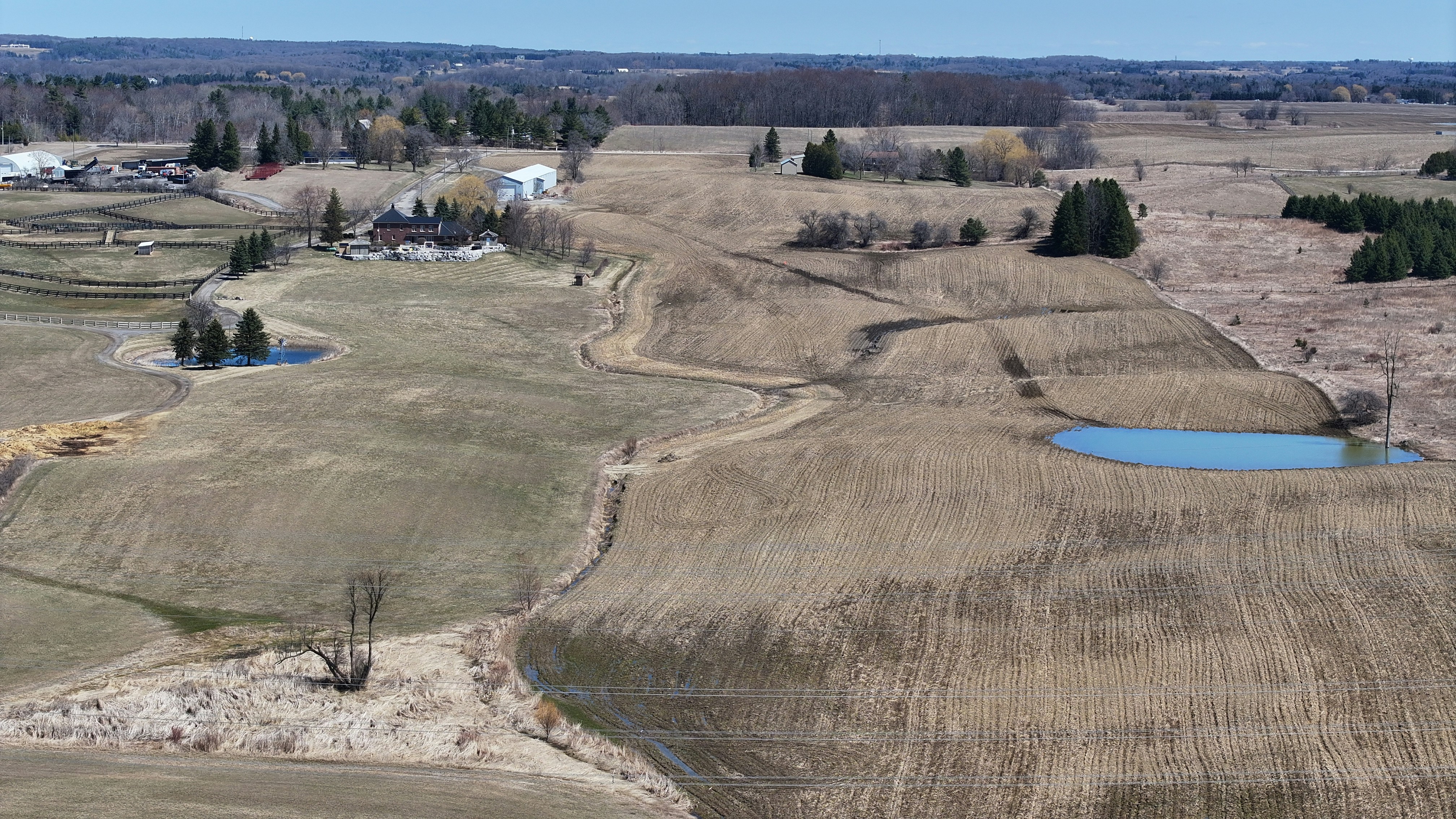Aerial view of a farm with fields and ponds. photo – Free Car Image on ...