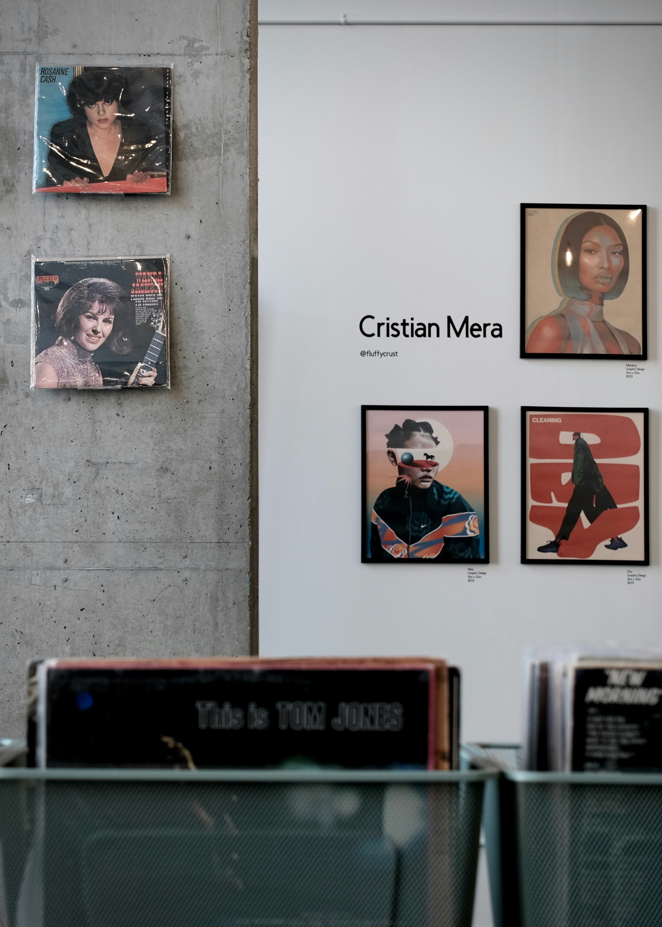 Art and records displayed in a gallery setting. photo – Free Woman ...