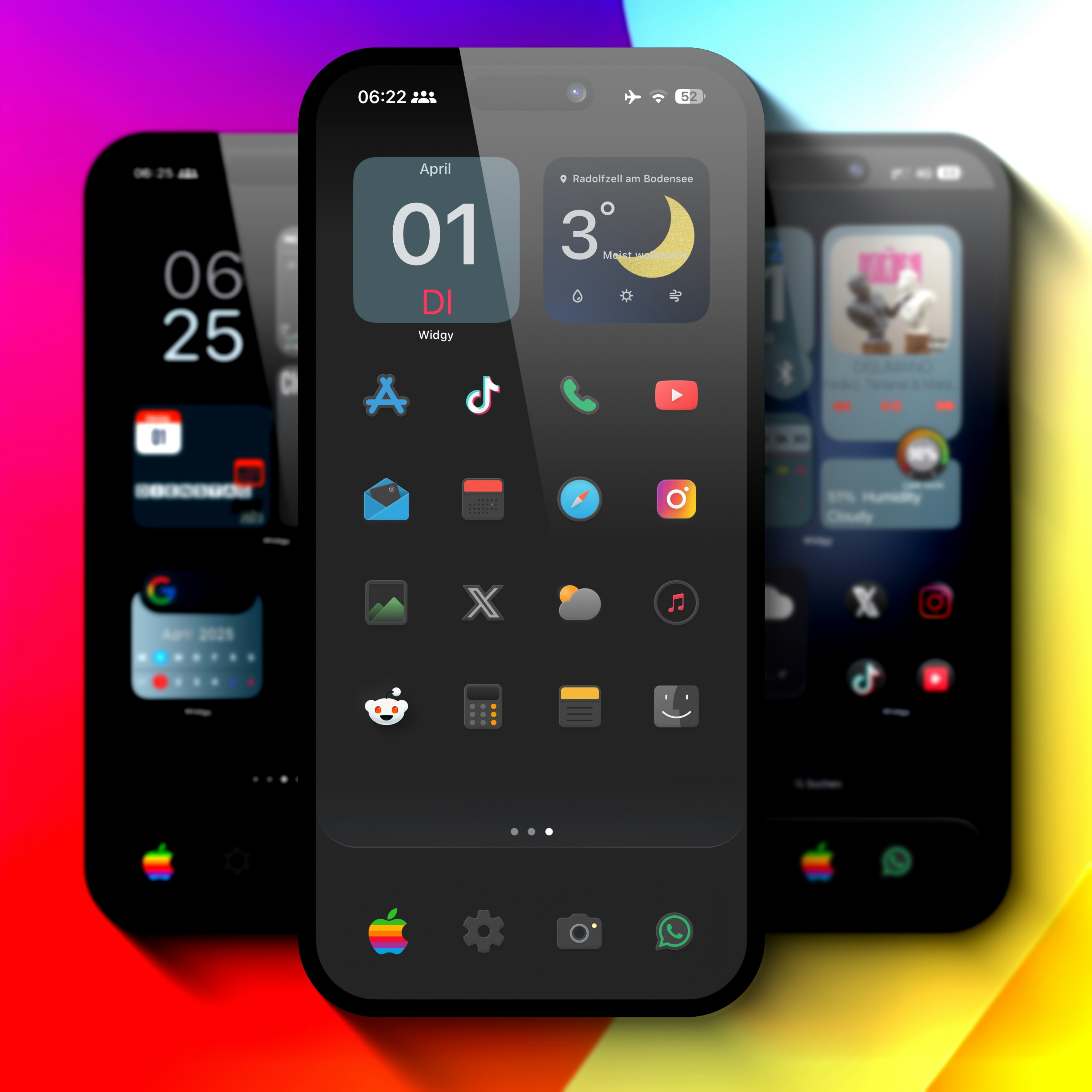 Three phones with customizable home screens. photo – Free Phone Image ...