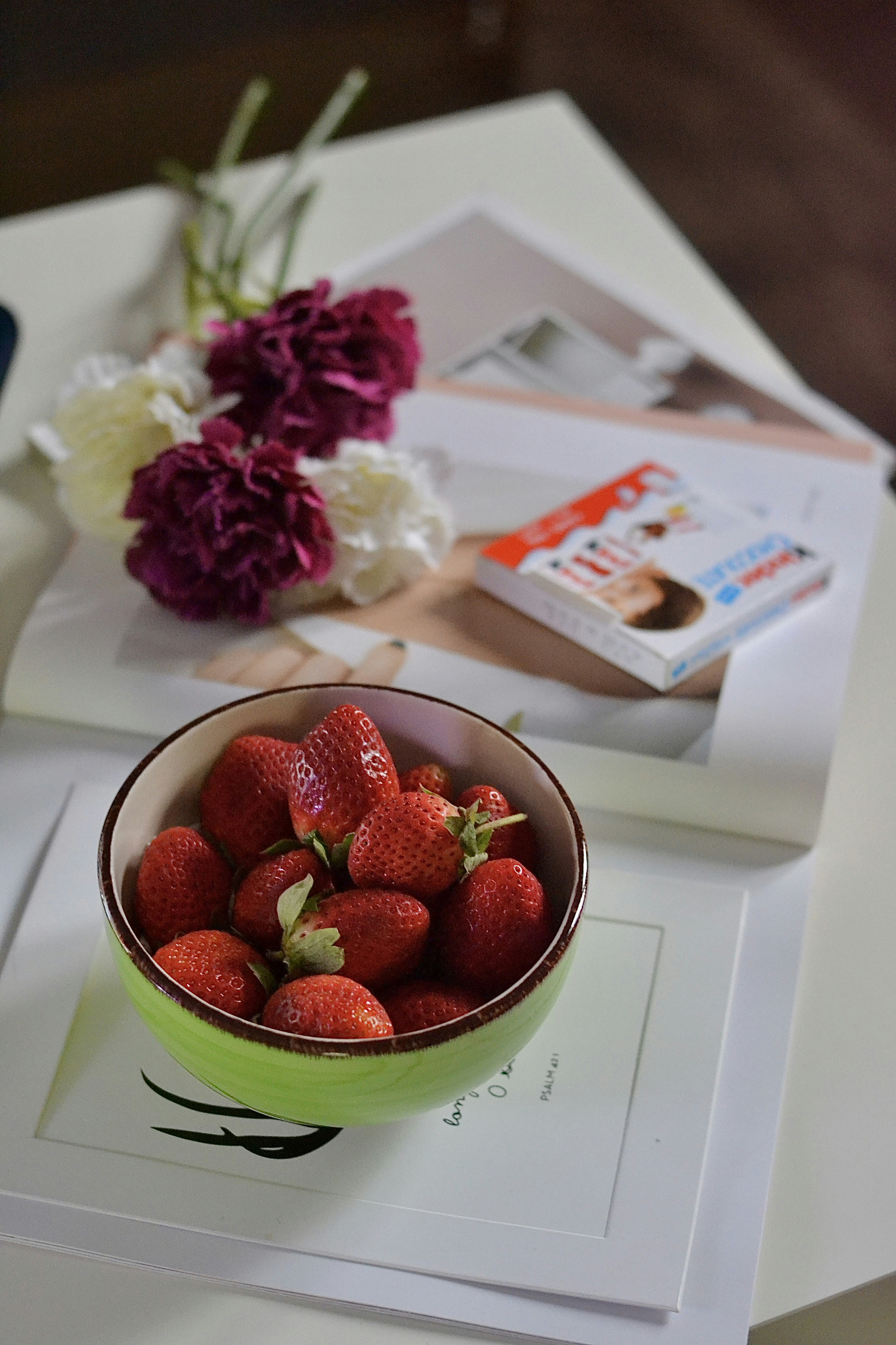 Crimson Strawberries in a Lime Bowl: a Quiet Studio Still Life