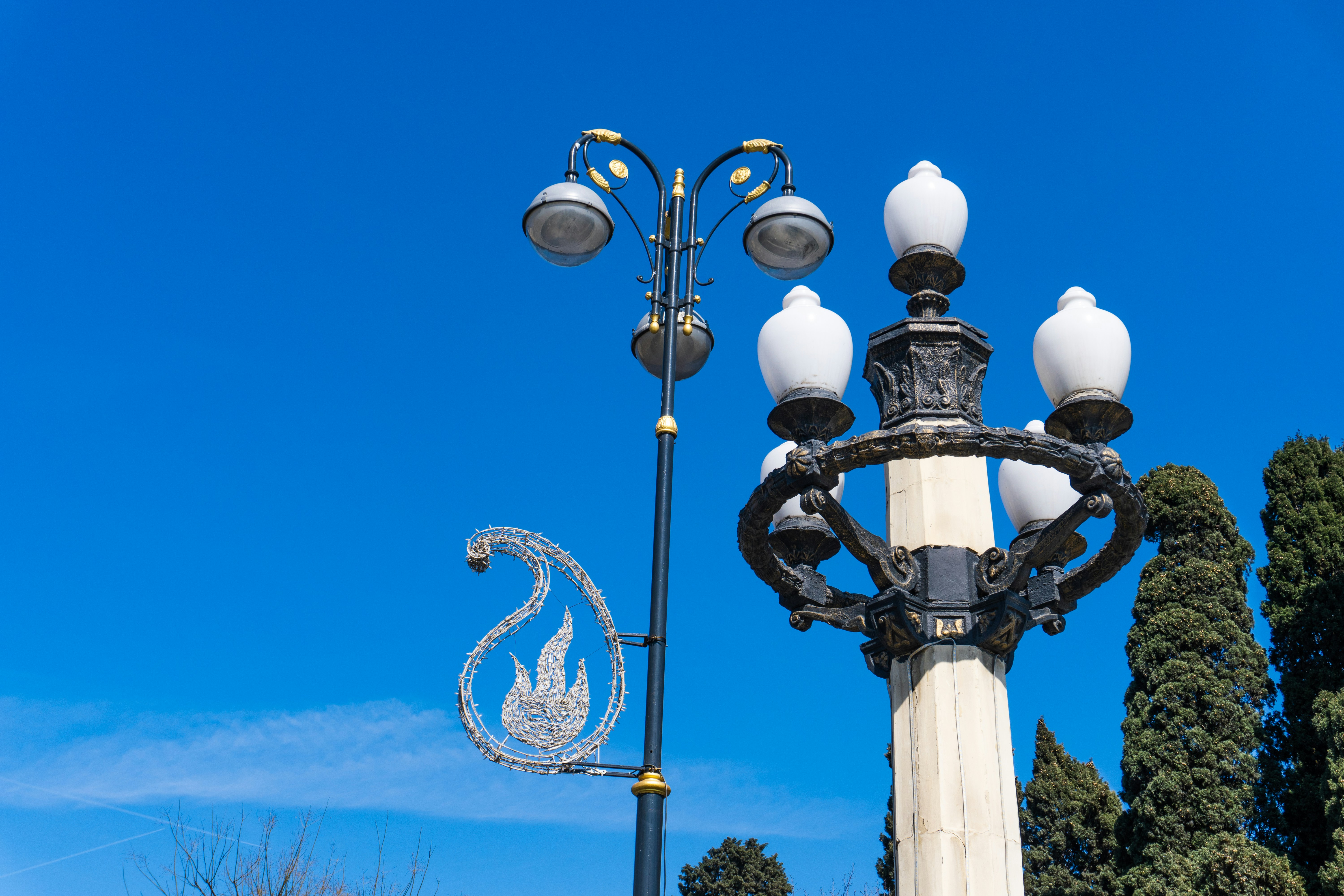 Cerulean Sky Over an Ornate Lantern Post