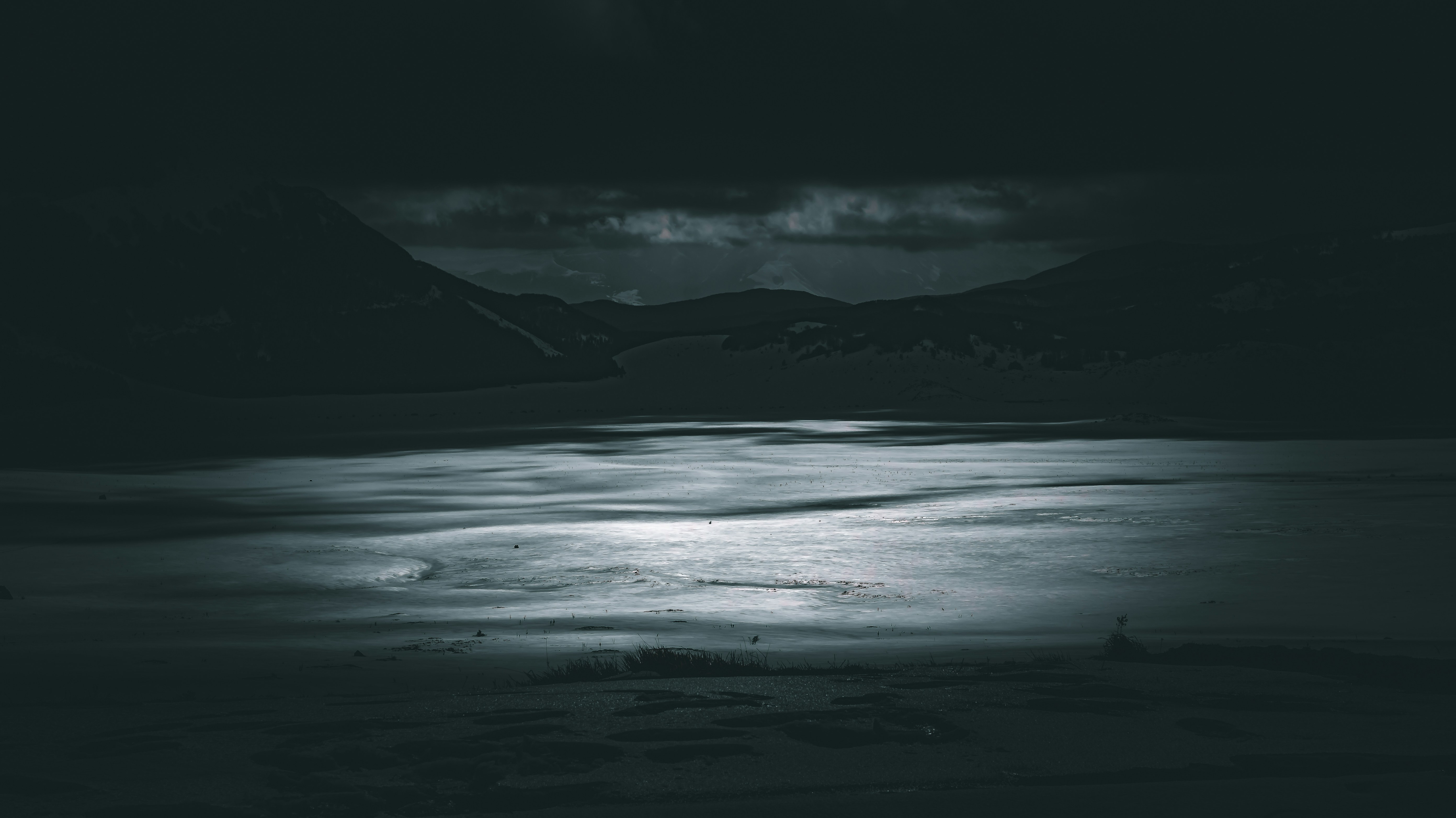 Moonlight illuminates a calm lake at night. photo – Free Wallpaper 4k ...