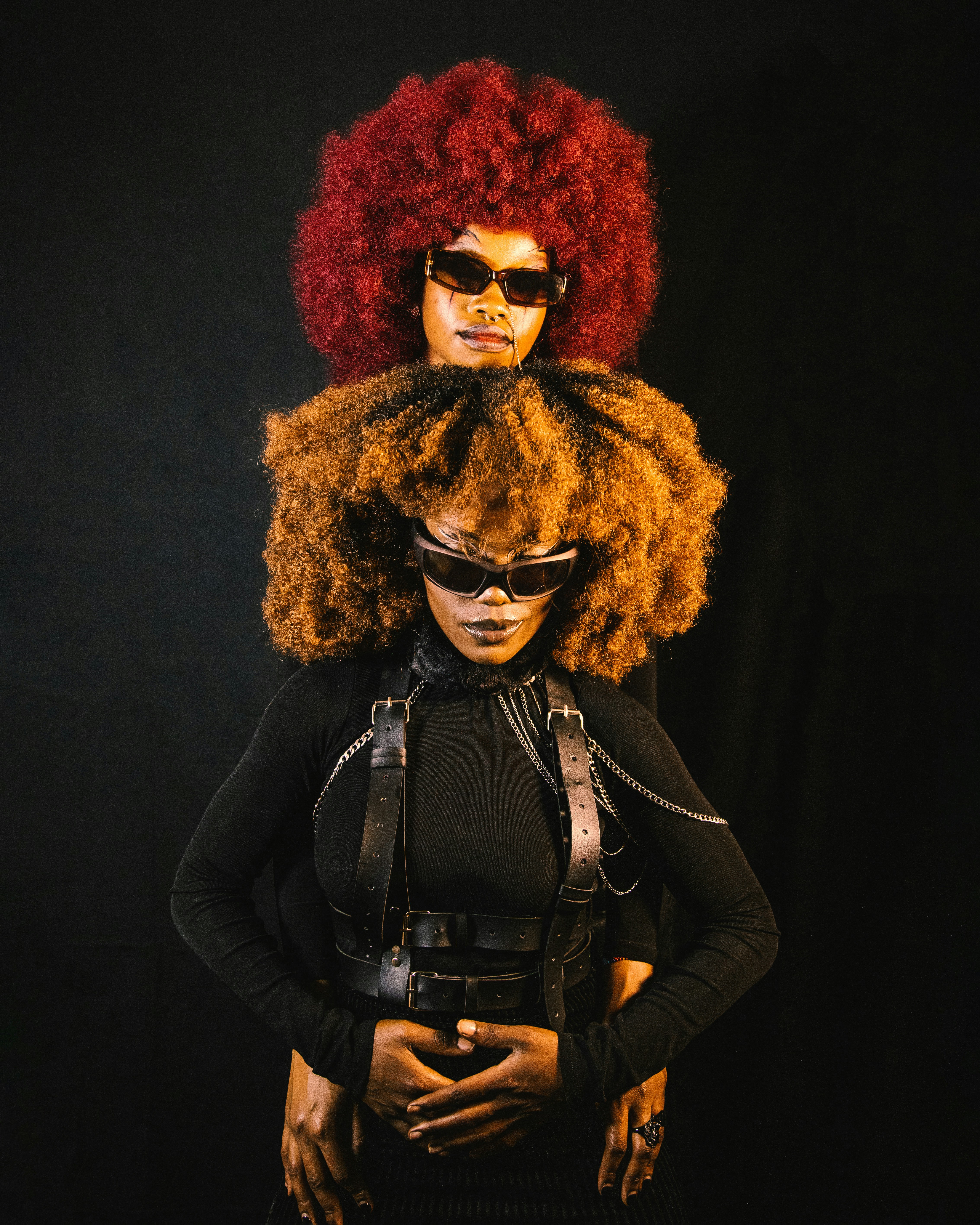 Two people with large afros and sunglasses pose. photo – Free Afro hair ...