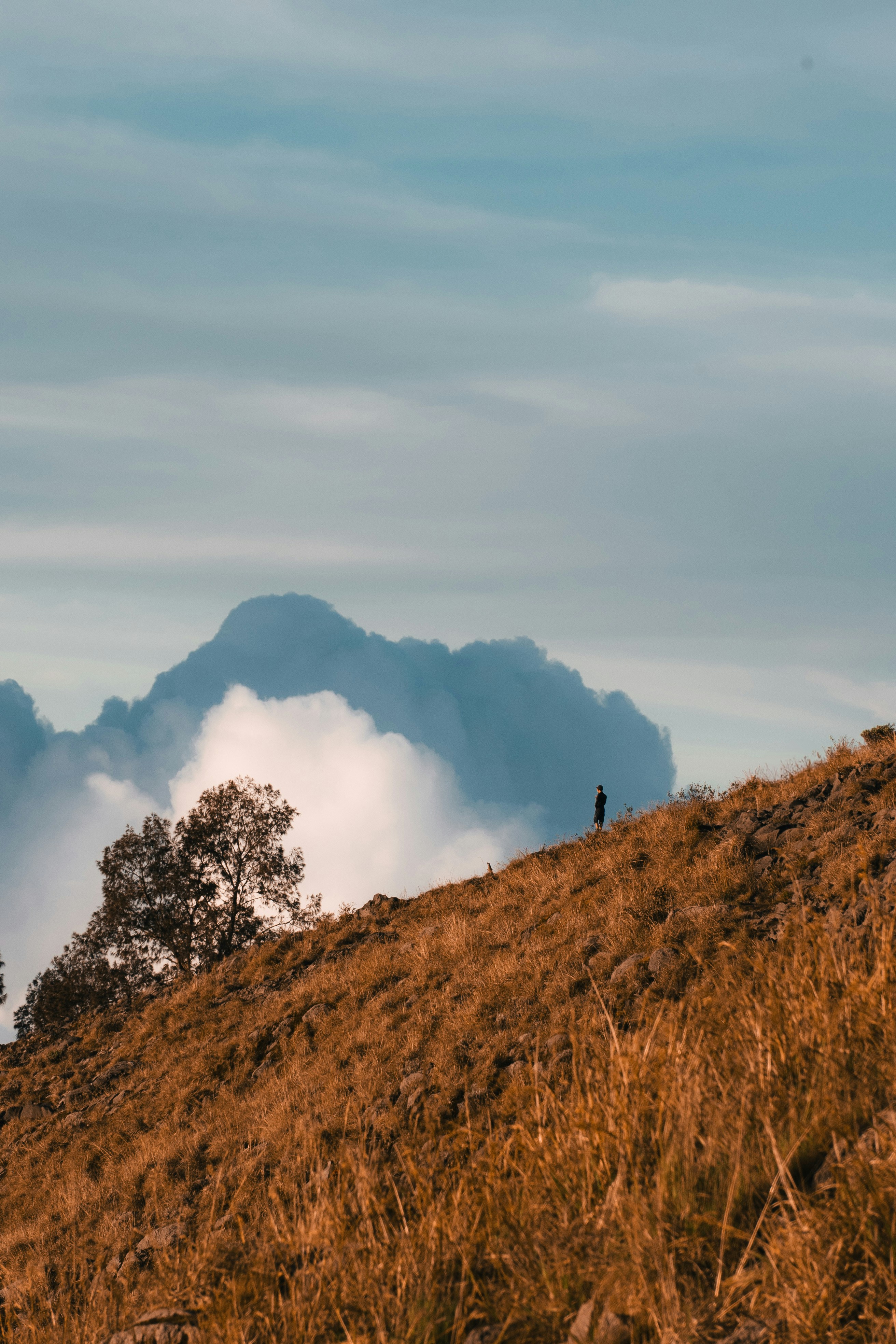 A lone figure stands on a mountain's crest. photo – Free Indonesia Image on Unsplash