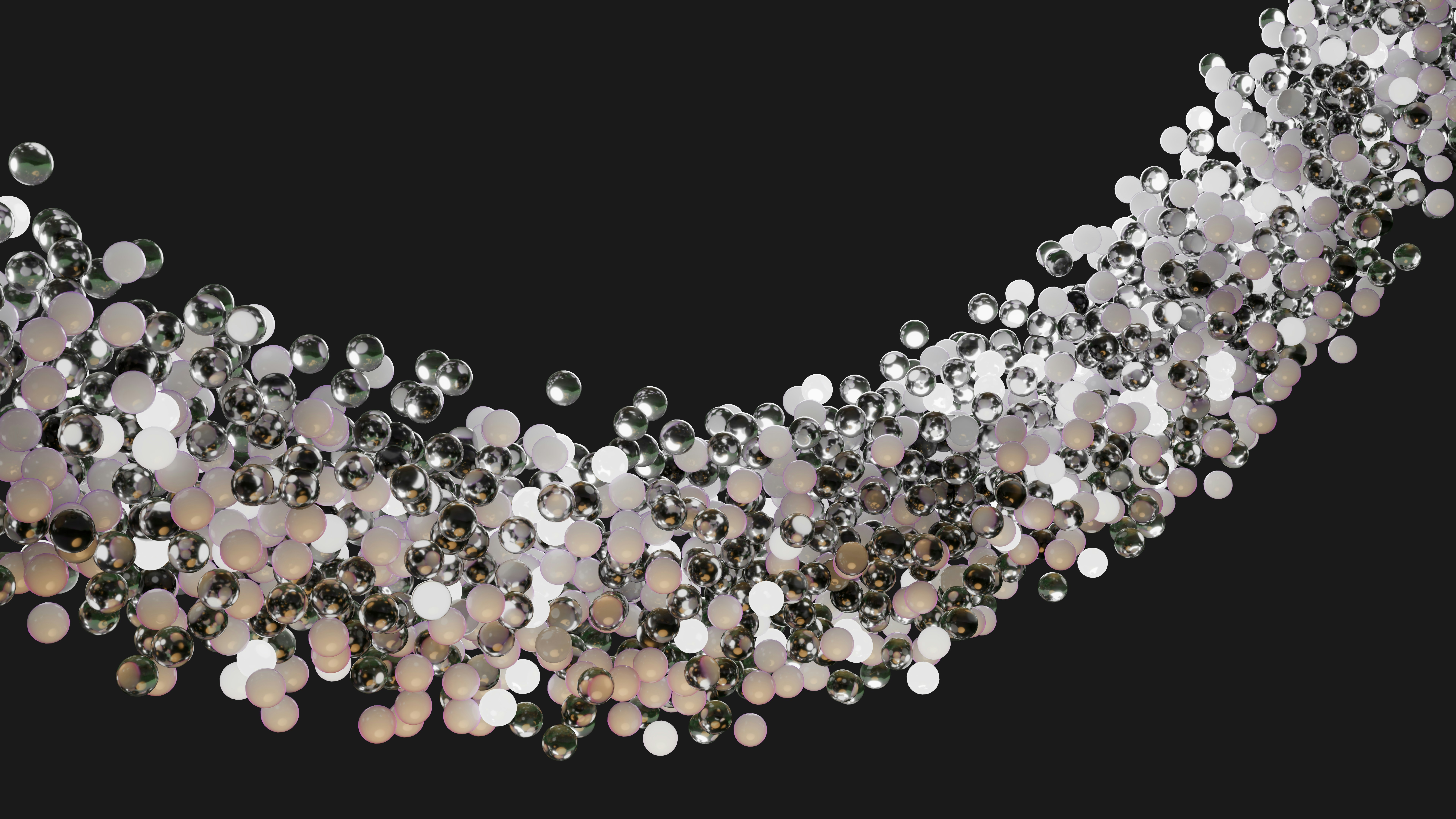 Floating white orbs curve across a dark background. photo – Free Glass ...