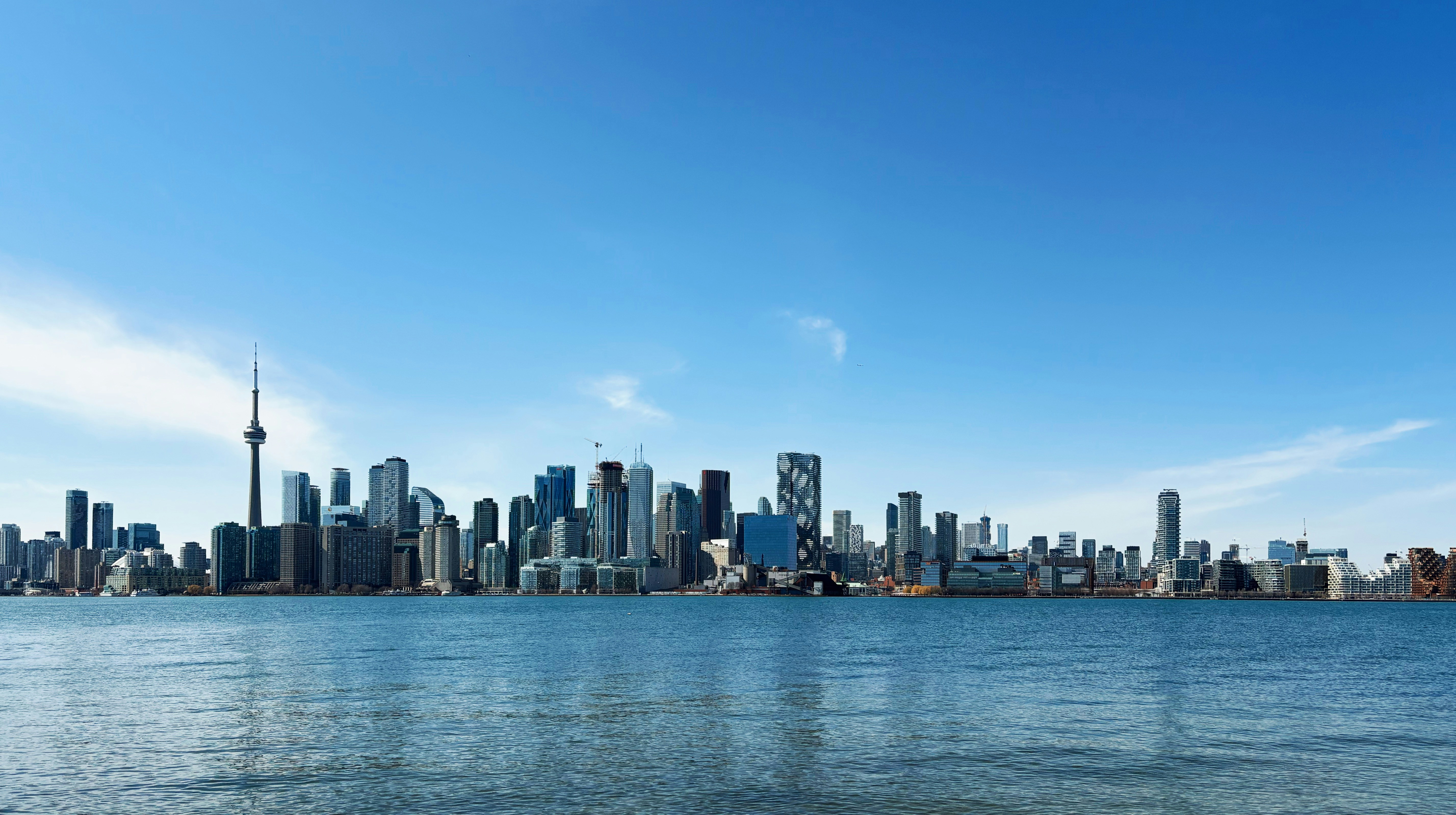 Toronto's skyline under a bright blue sky. photo – Free Wallpaper Image ...
