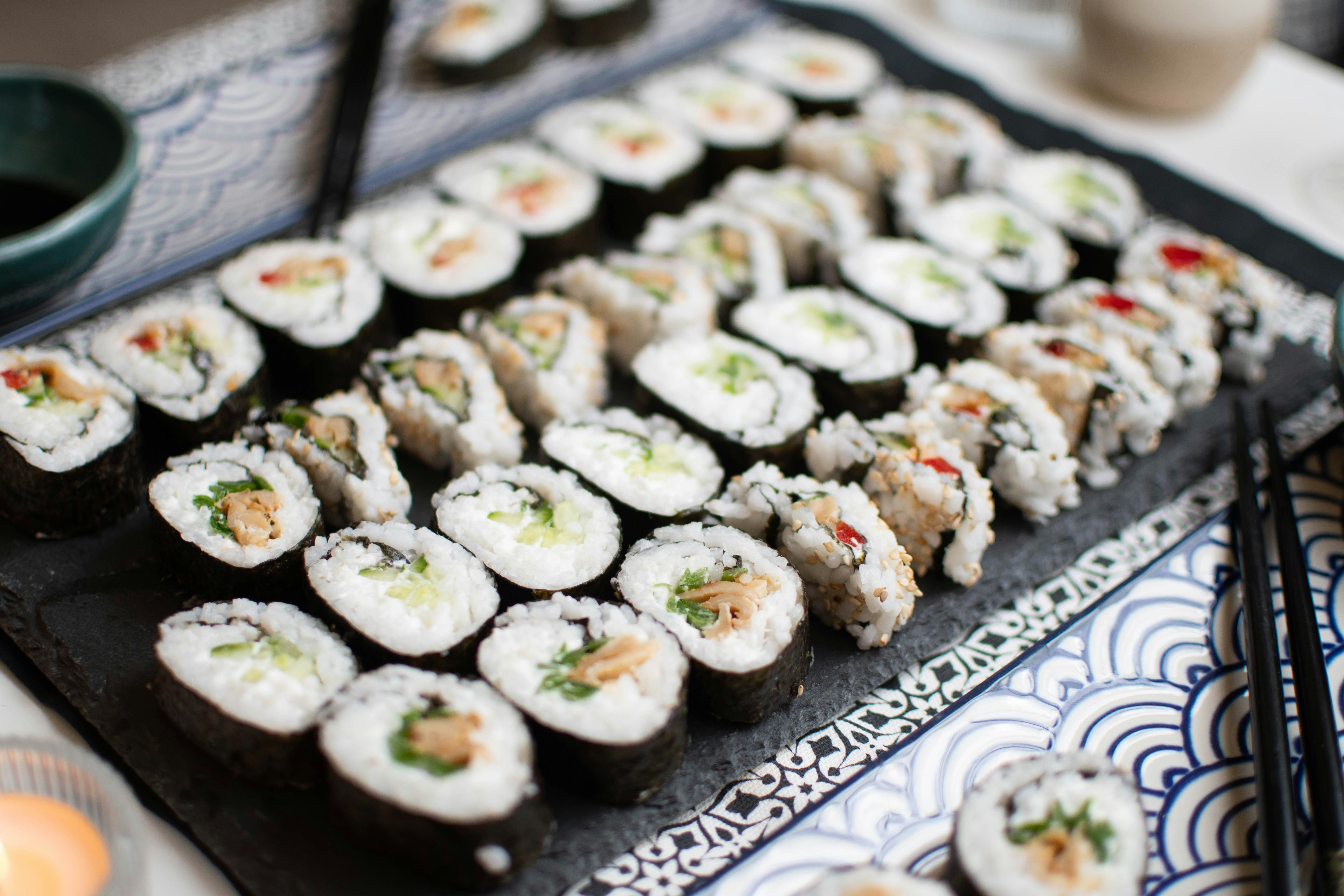 A delicious arrangement of fresh, assorted sushi rolls. photo – Free ...