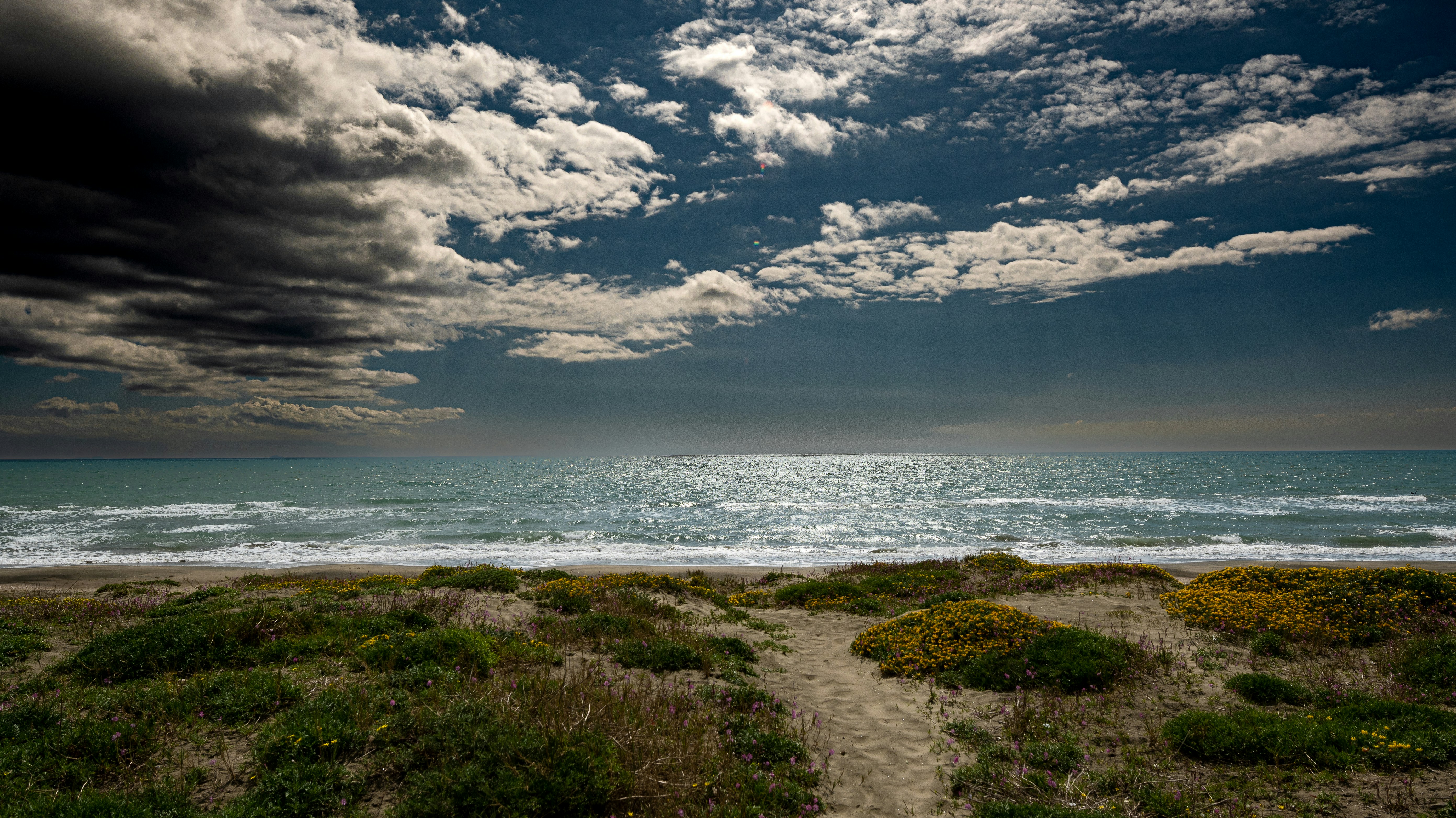 Beach view under cloudy sky. photo – Free Wallpaper 4k Image on Unsplash
