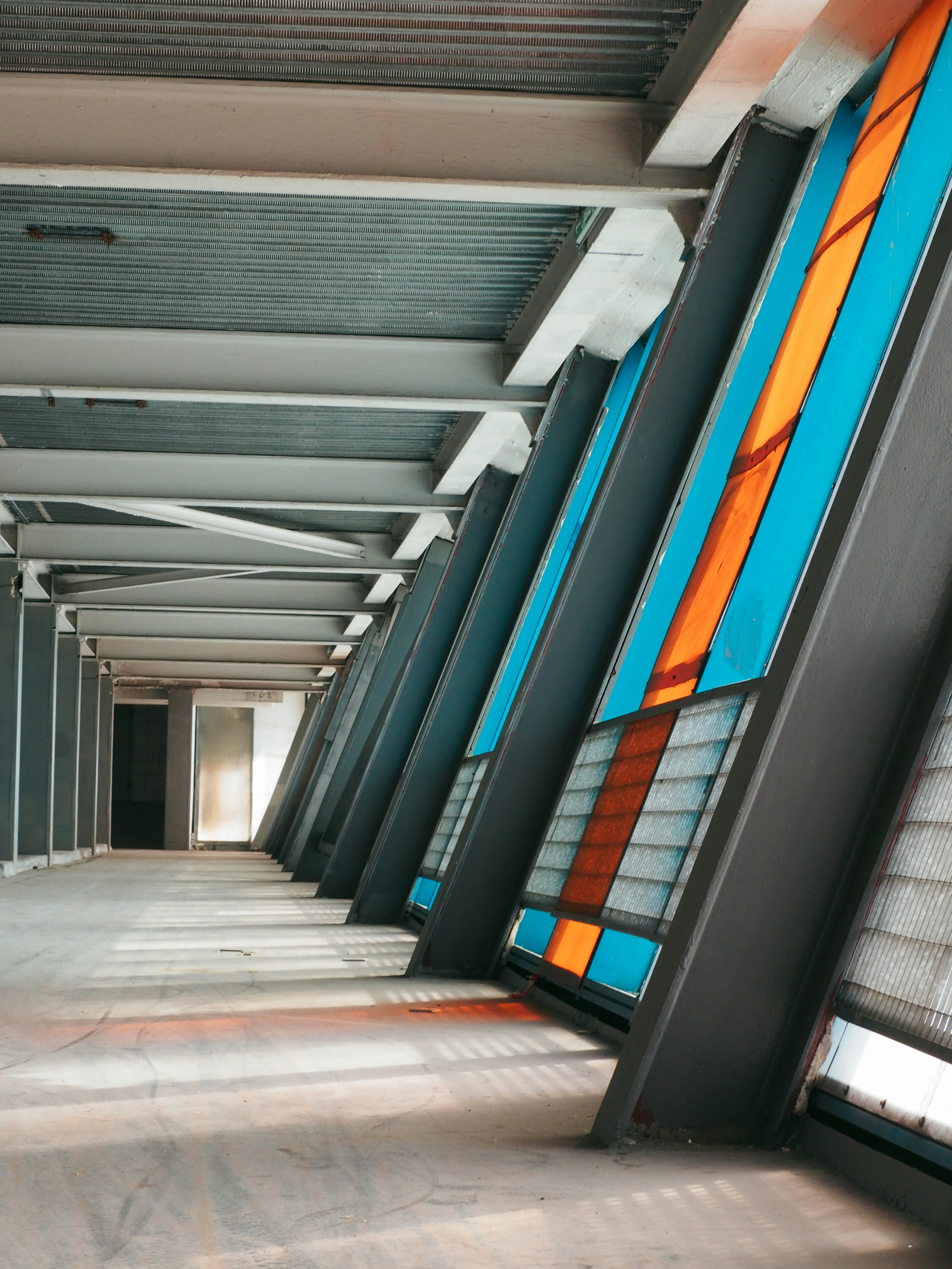 Chromatic Rails: A Vanishing Corridor of Steel, Light, and Color
