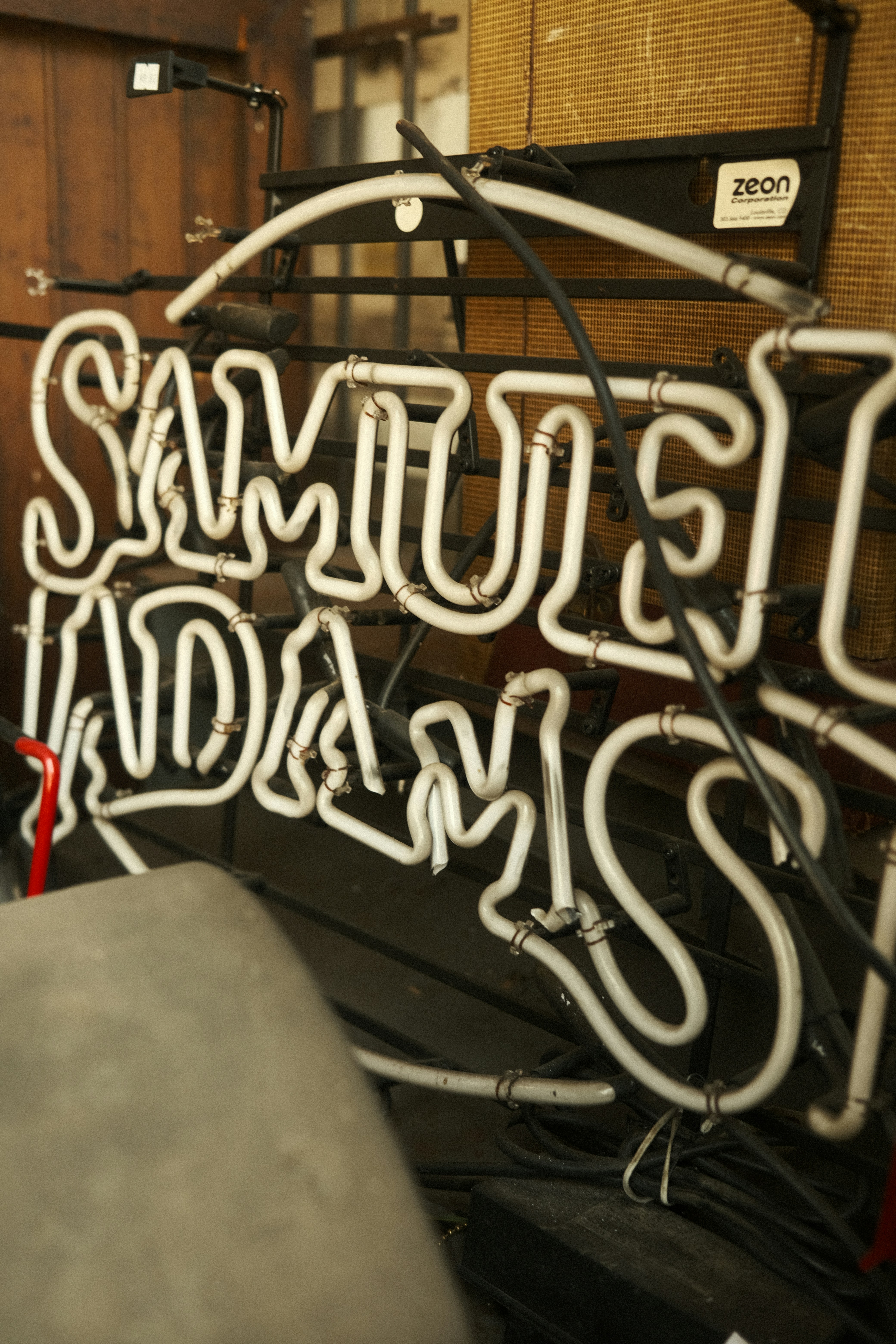 Neon Sign Chaos: A Tangle of Light and Wires