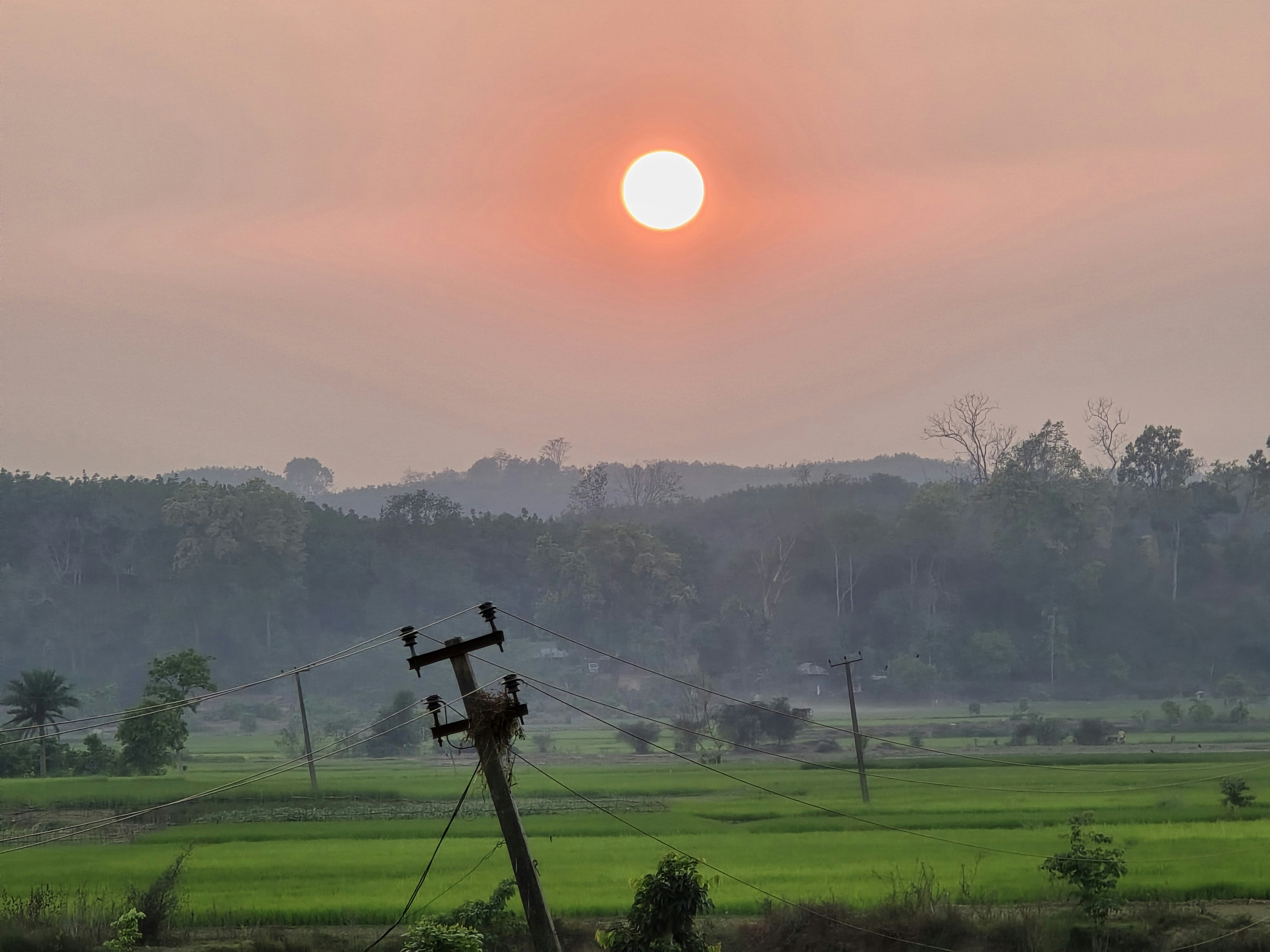 Sun Marked Fields Over Quiet Valley