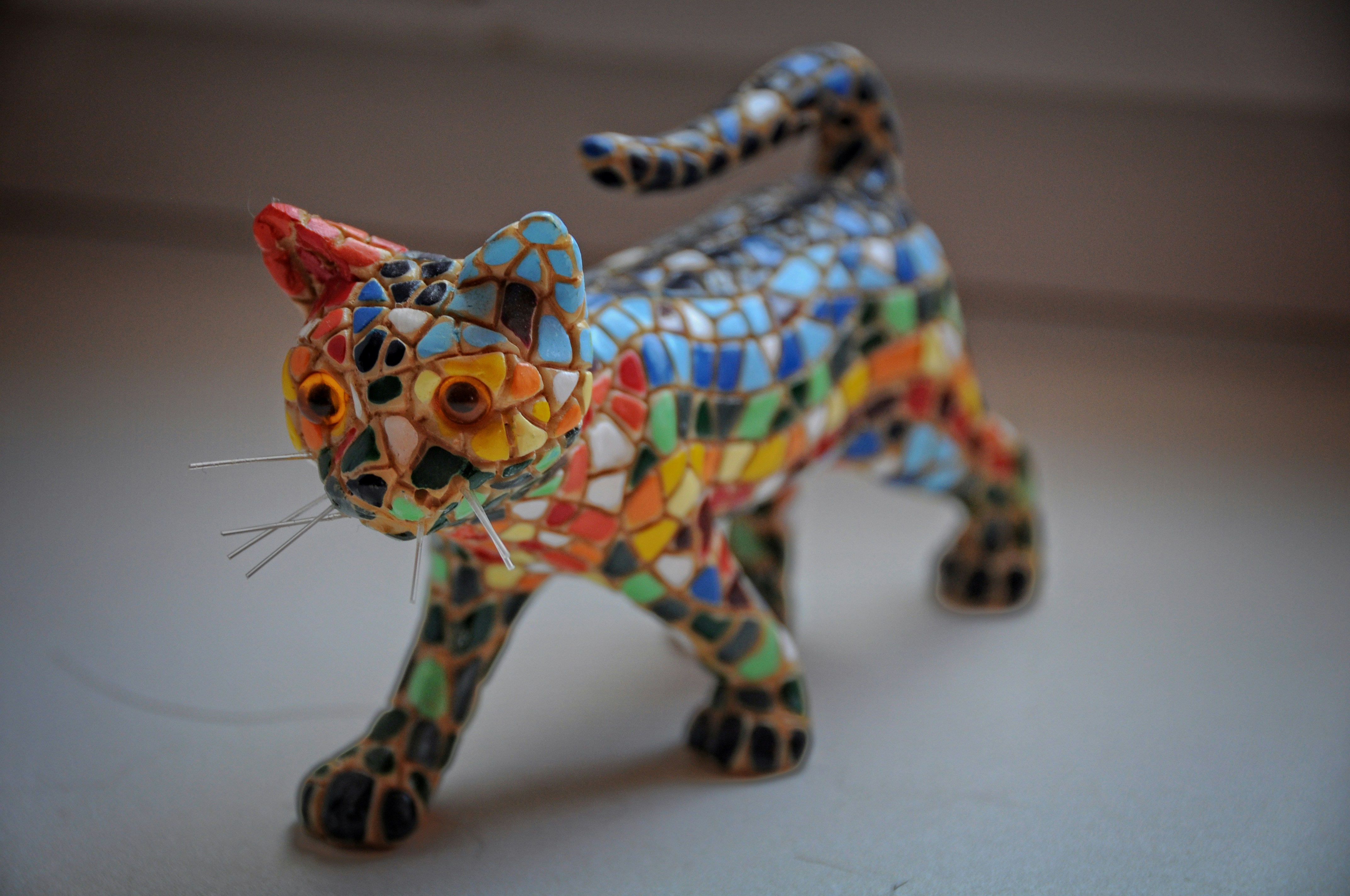 Whimsical Mosaic Feline