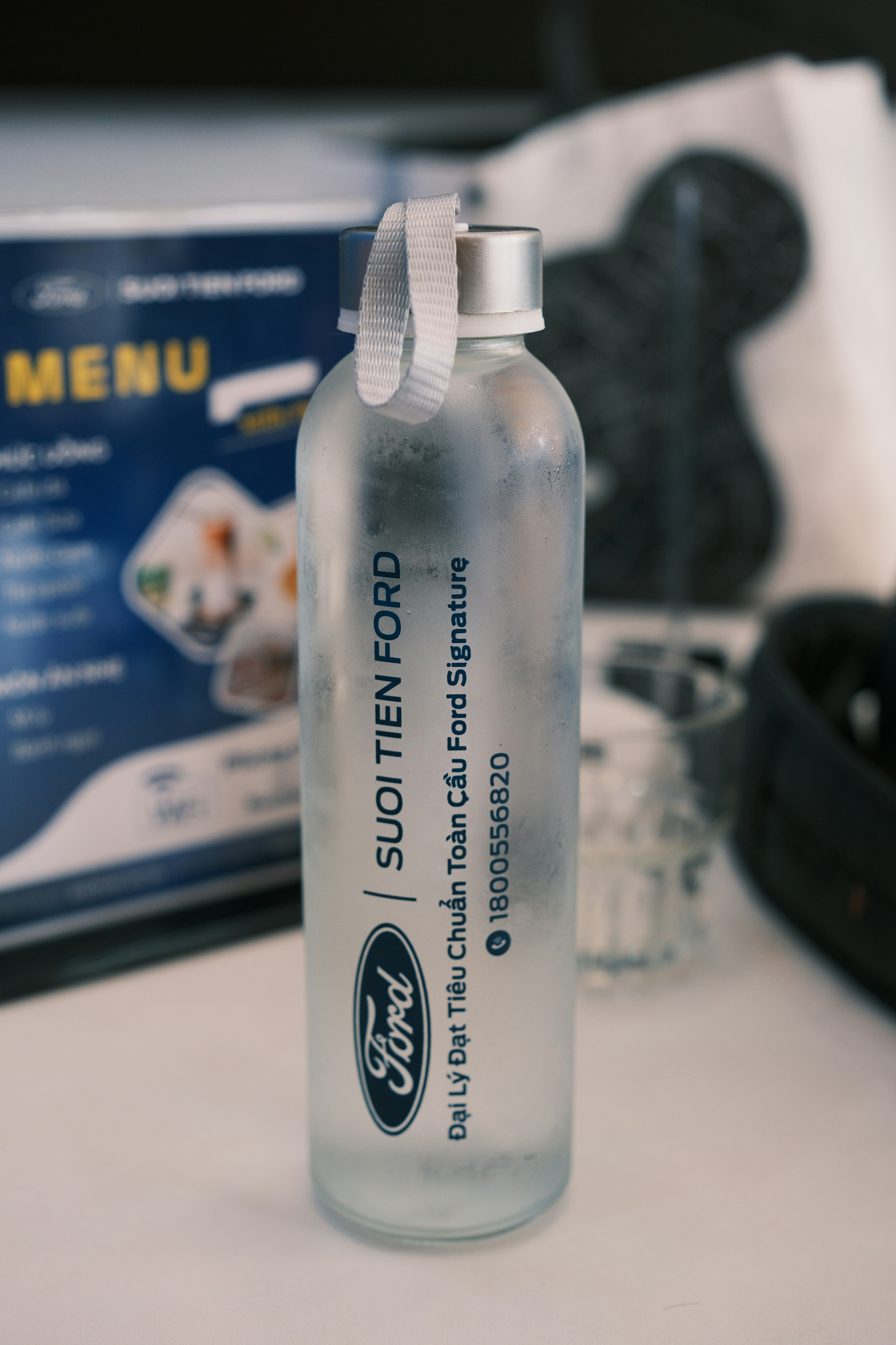 Sleek Ford Signature Bottle Centered in a Quiet Kitchen Scene
