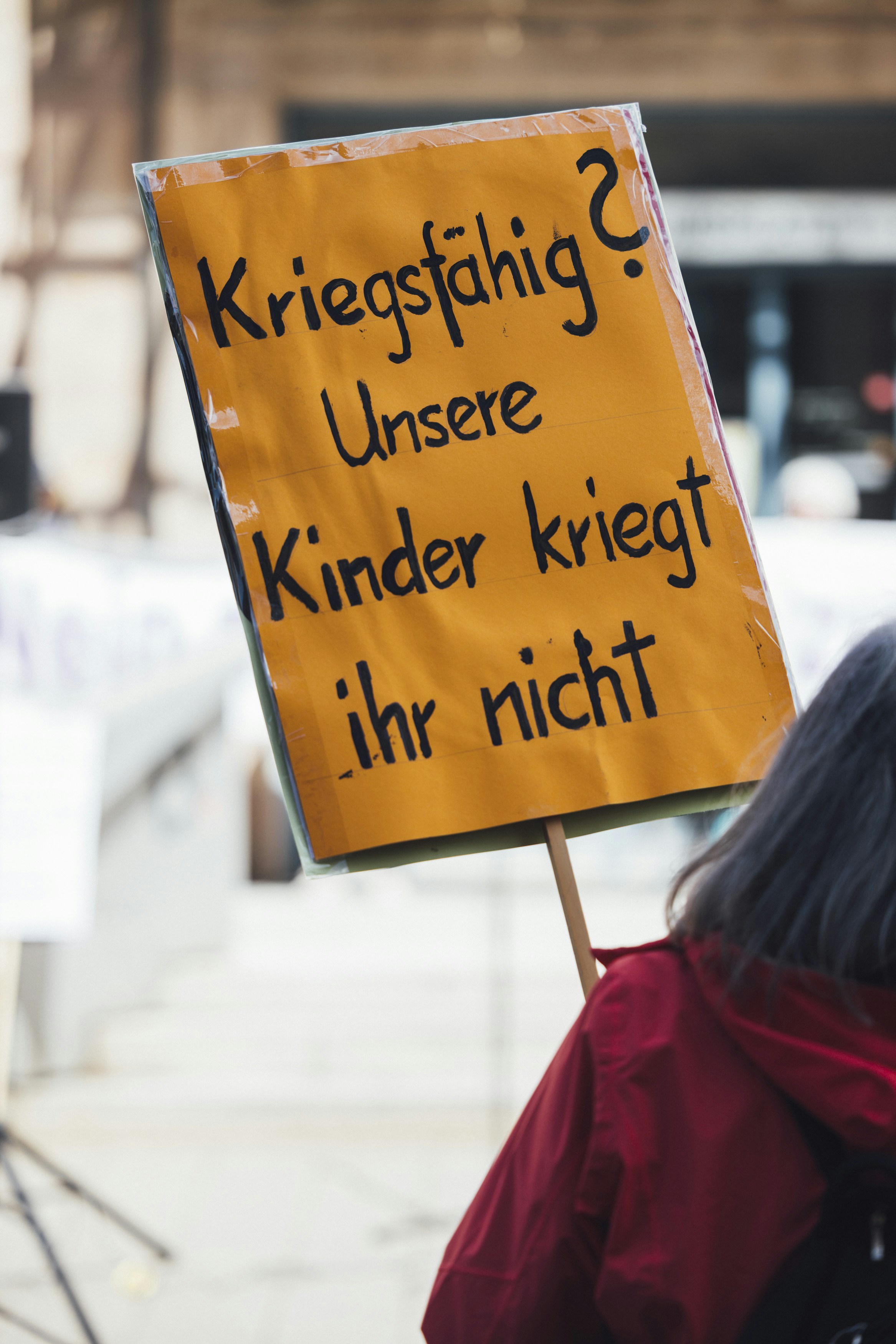 This image shows a protest sign about children and war. photo – Free ...