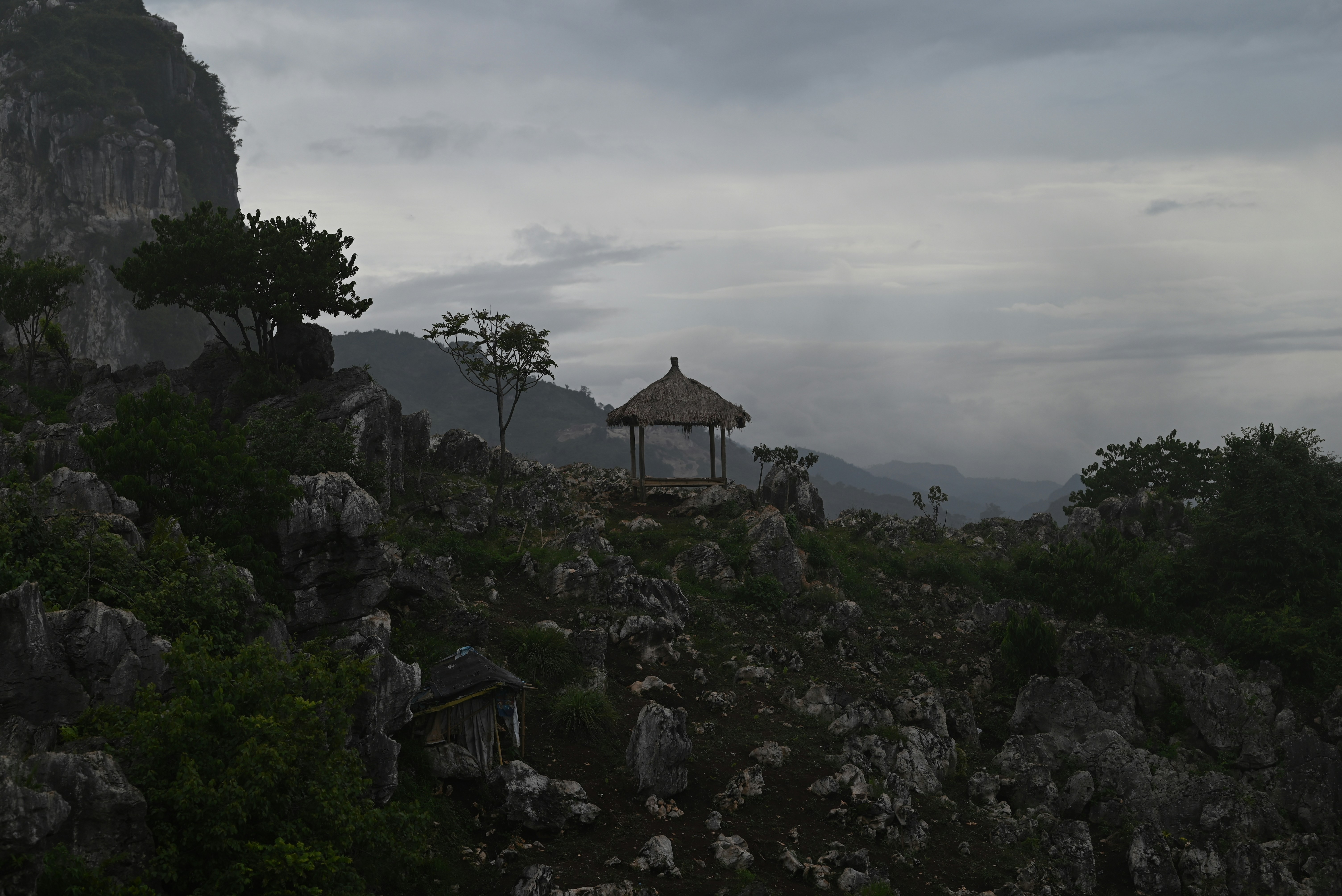 Granite Ridge Gazebo at Dusk: A Lone Pavilion Clinging to the Cliff