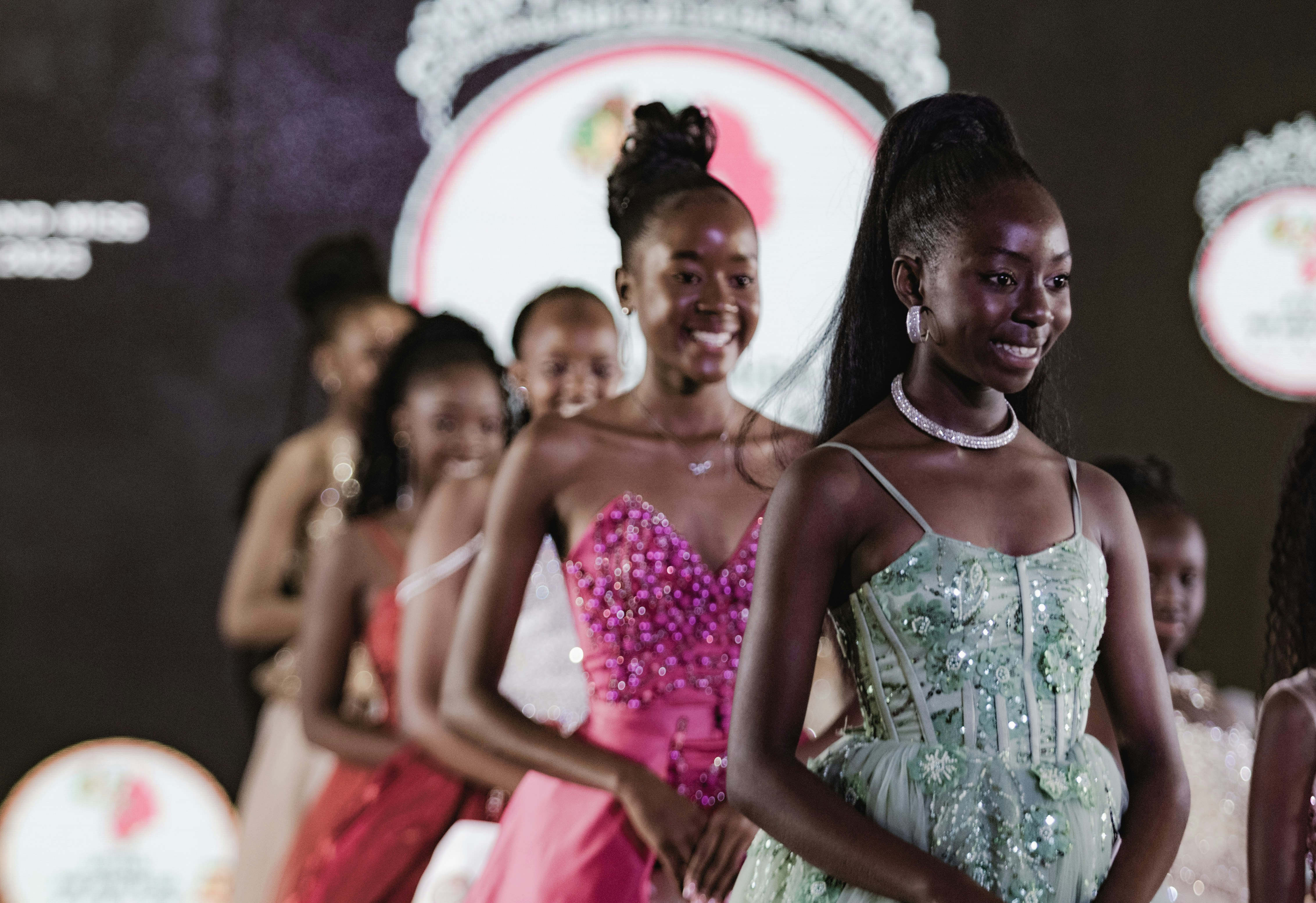 Beauty contestants walk onstage at a pageant. photo – Free Portrait ...