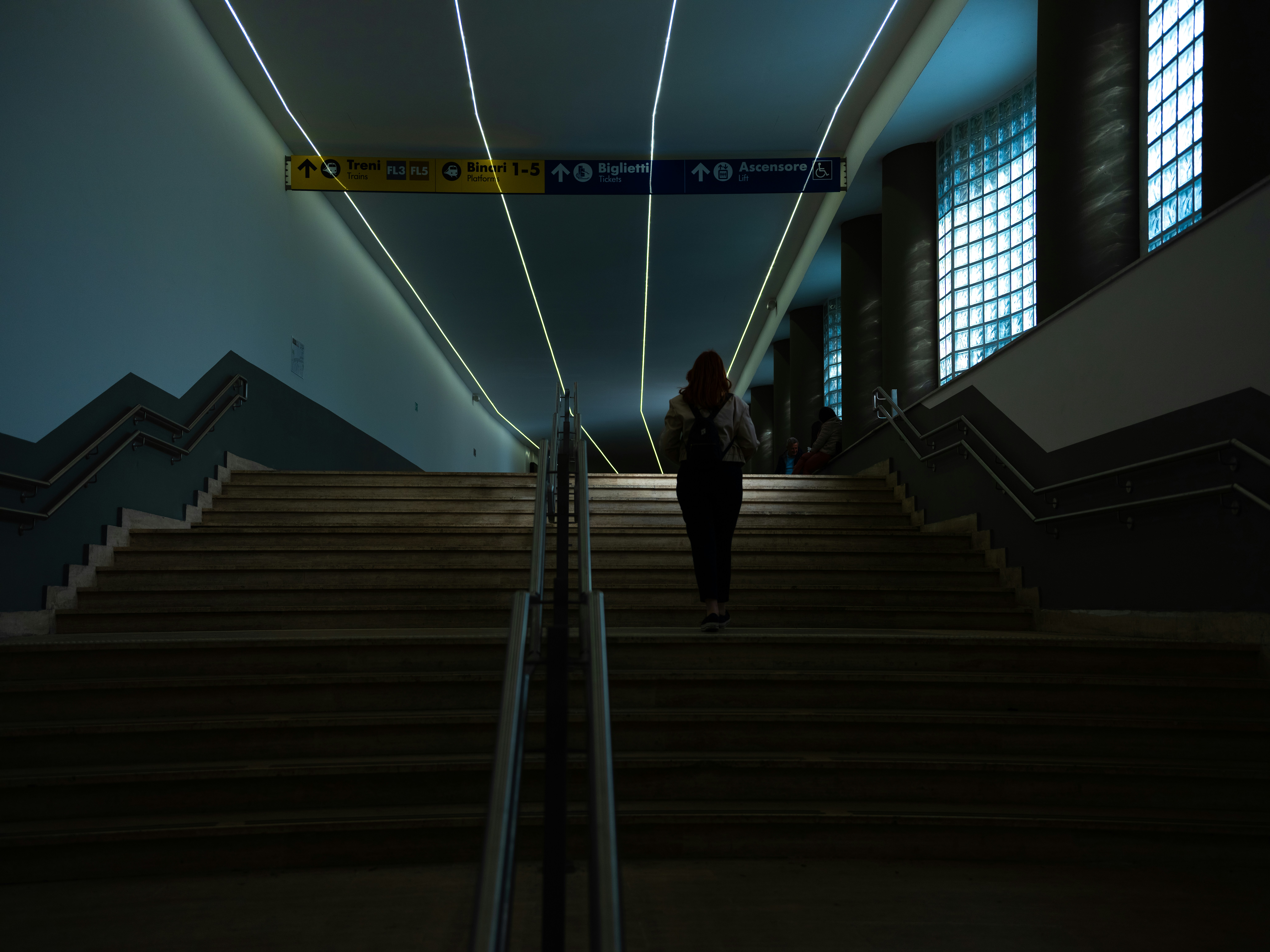 Midst of the Ascent: Quiet Corridor in Neon Light