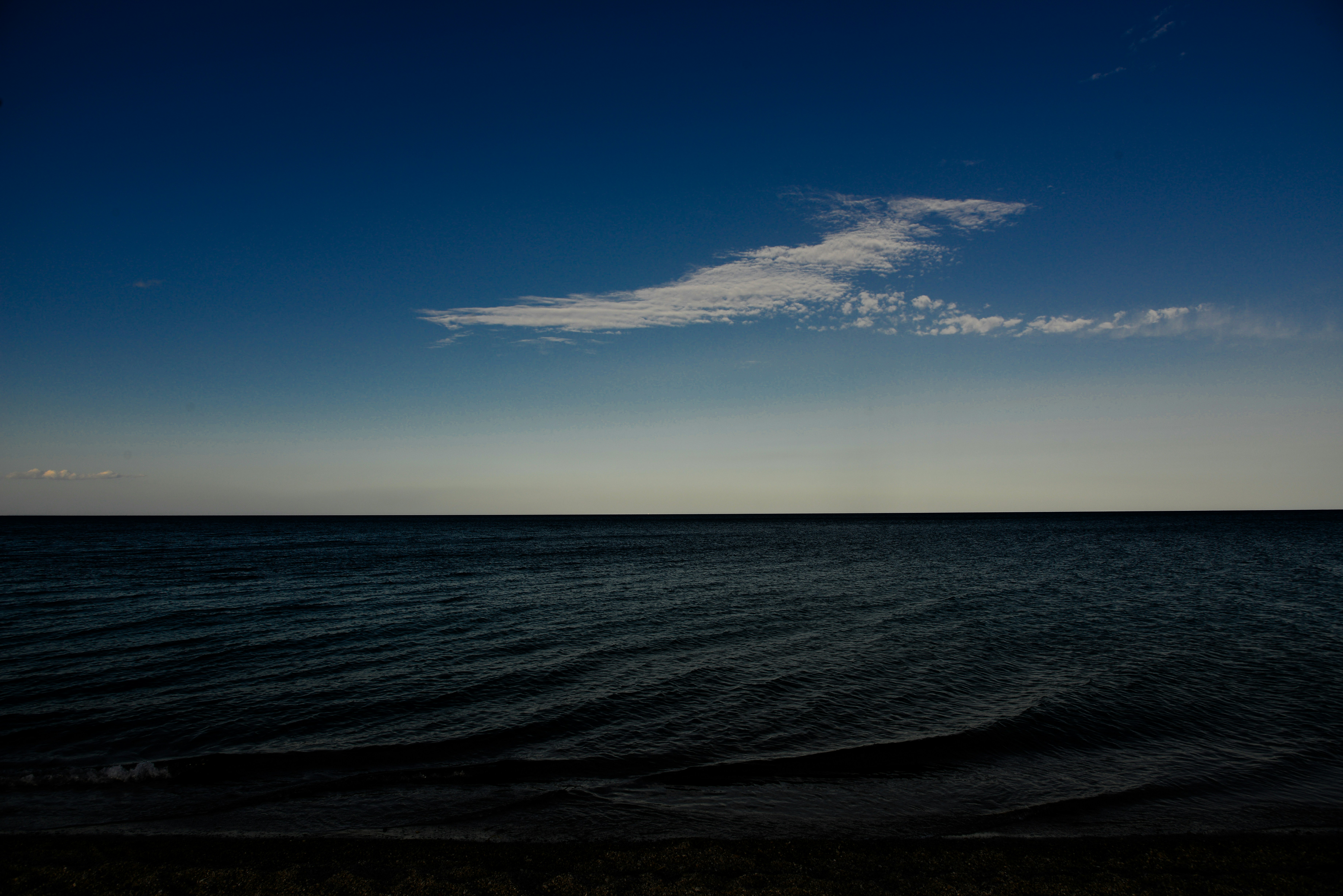 Ocean meets sky under a single, wispy cloud. photo – Free Wallpaper 4k ...