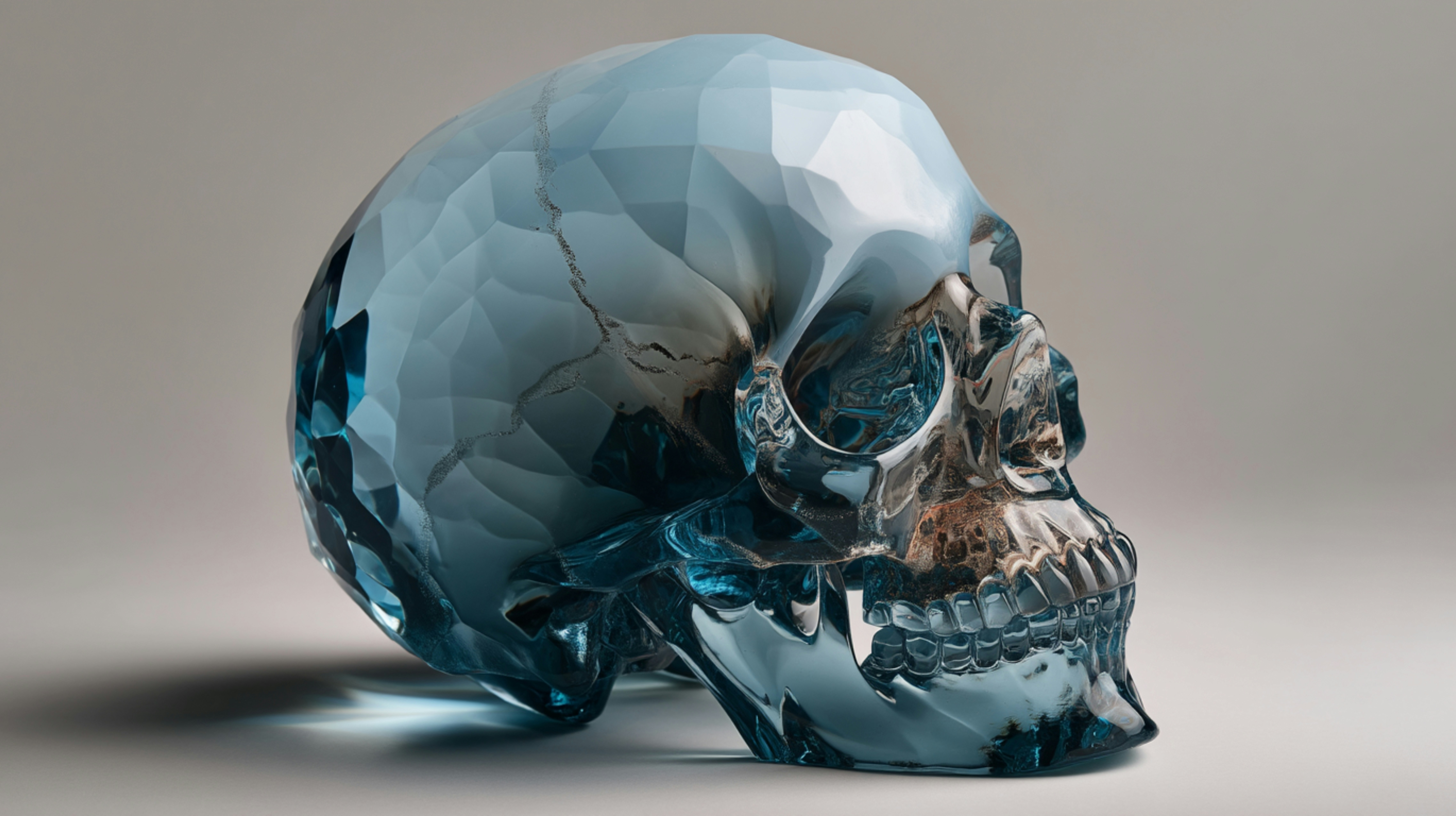 A transparent, geometric skull sculpture. photo – Free Art Image on ...
