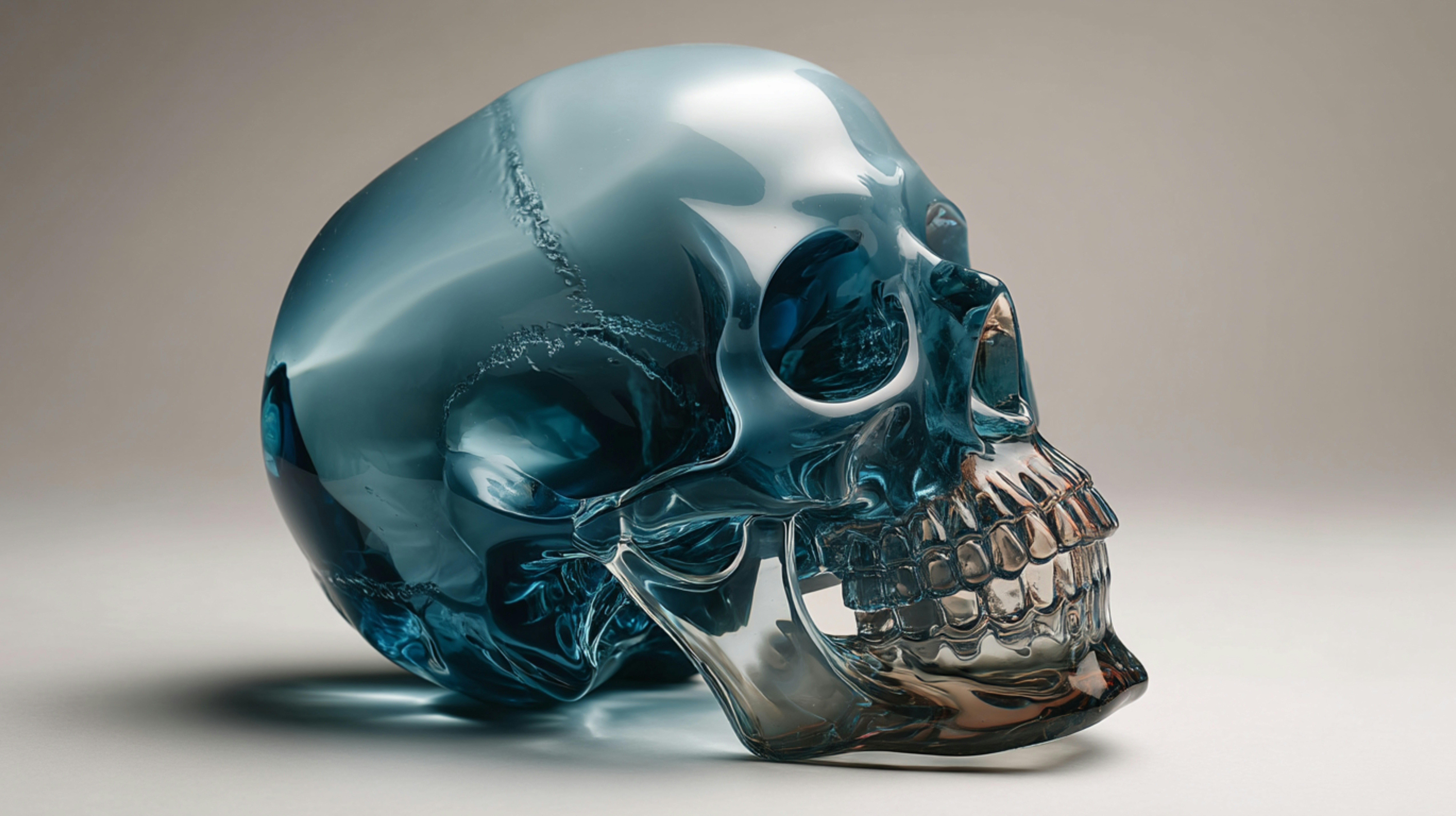 A translucent skull is displayed on a plain surface. photo – Free ...