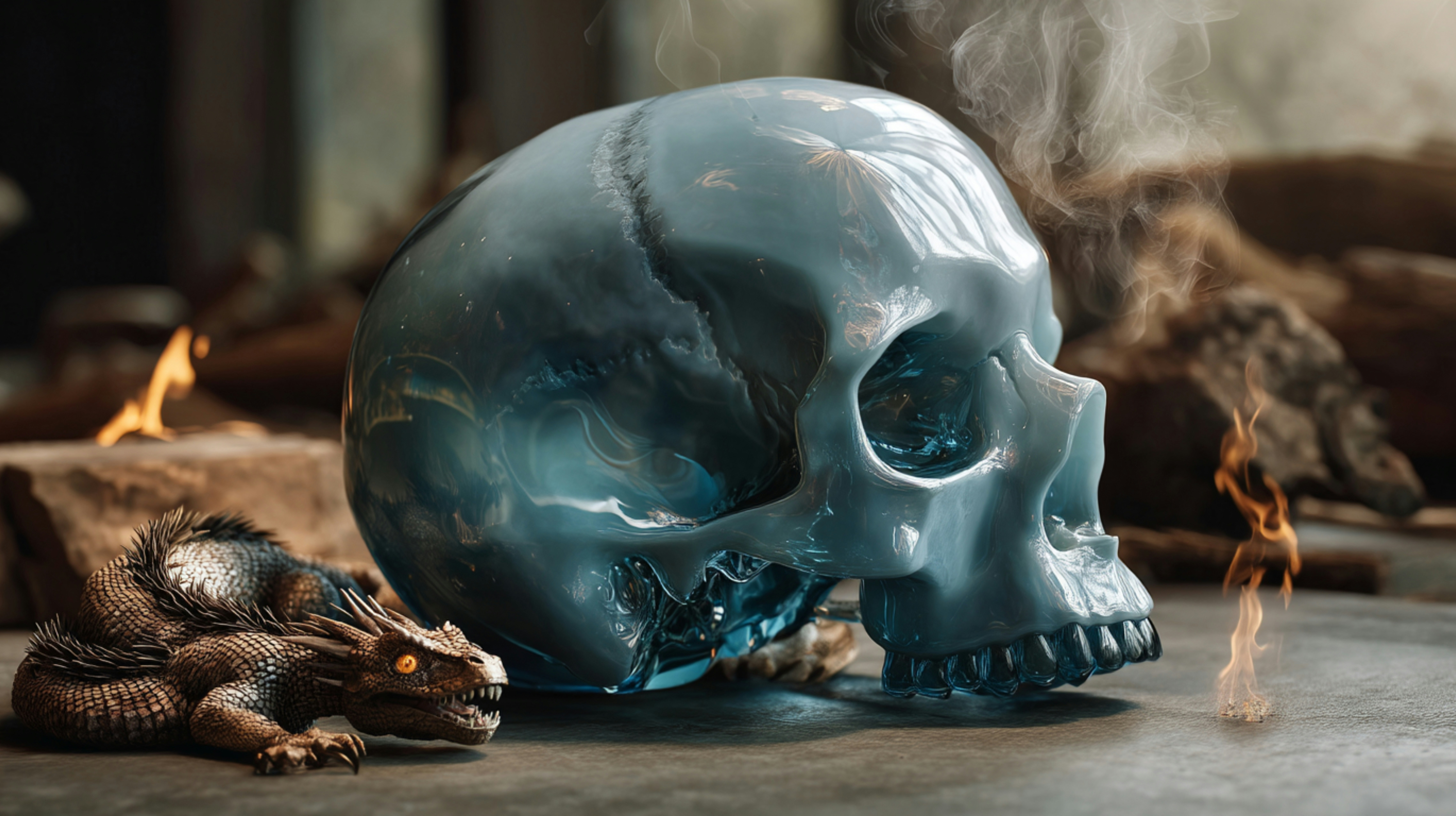 A translucent skull and fire glow mysteriously. photo – Free Woman ...