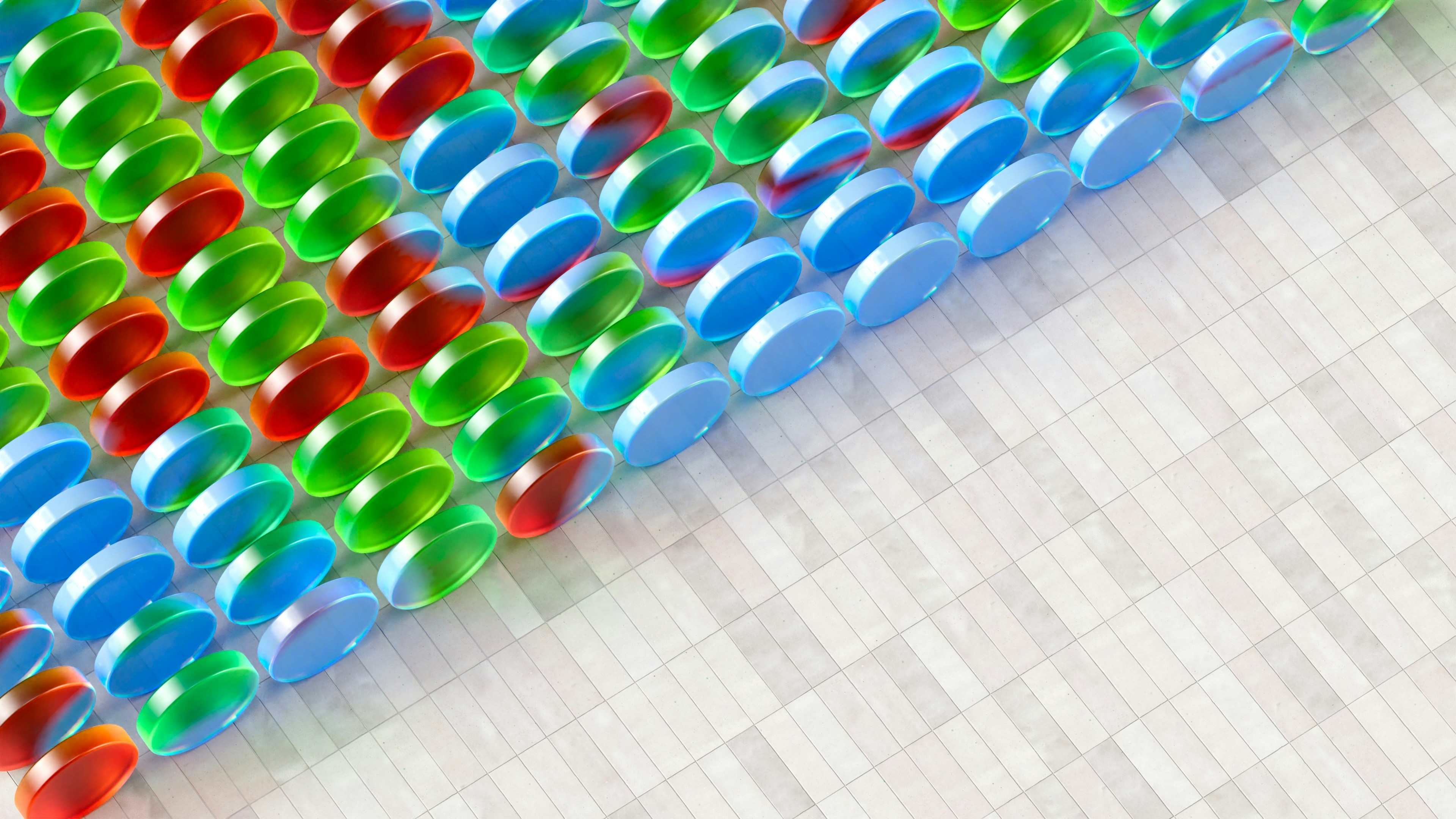 Colorful, circular objects in a diagonal pattern. photo – Free ...