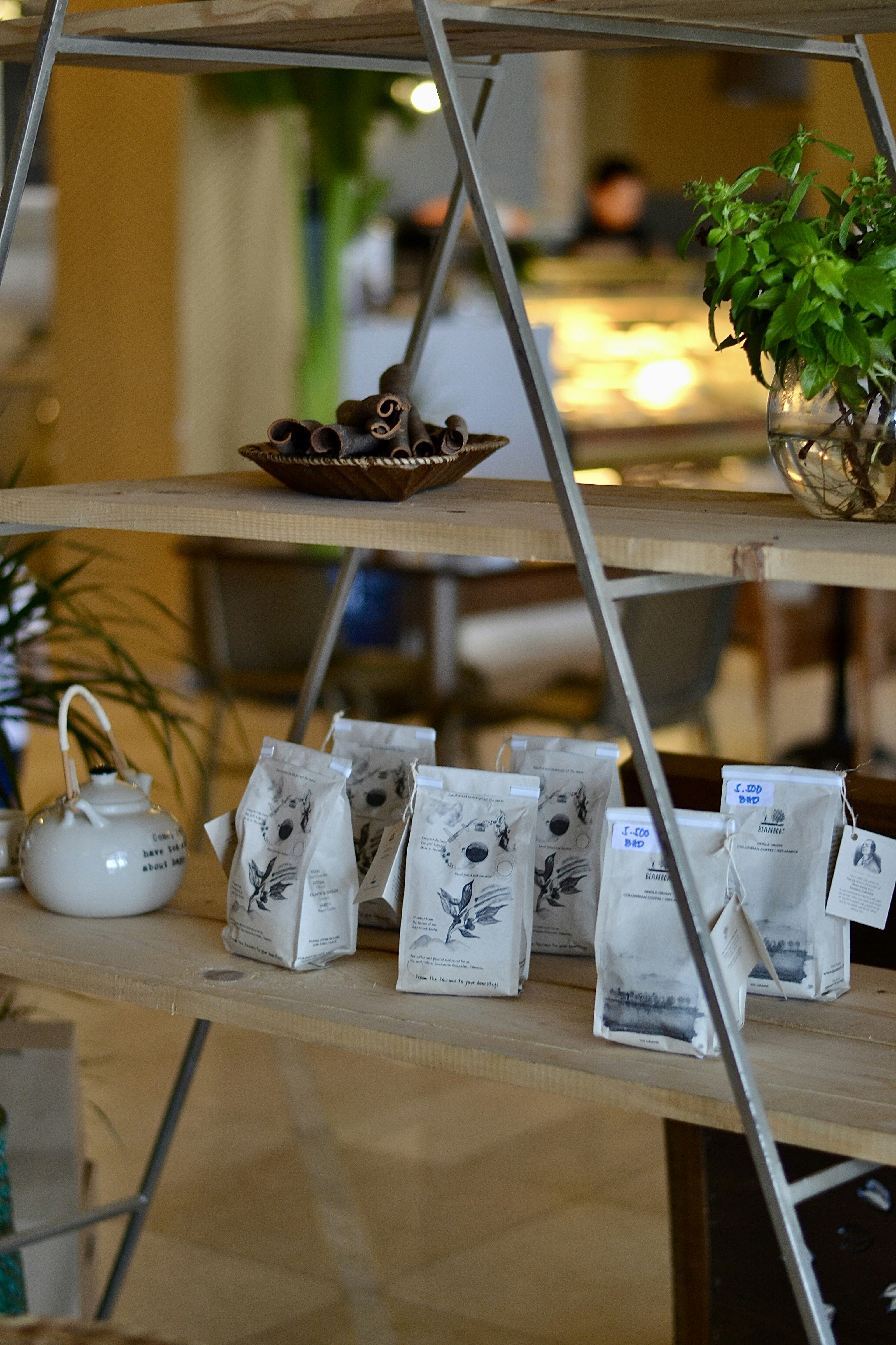 Chocolates on a Geometric Café Shelf