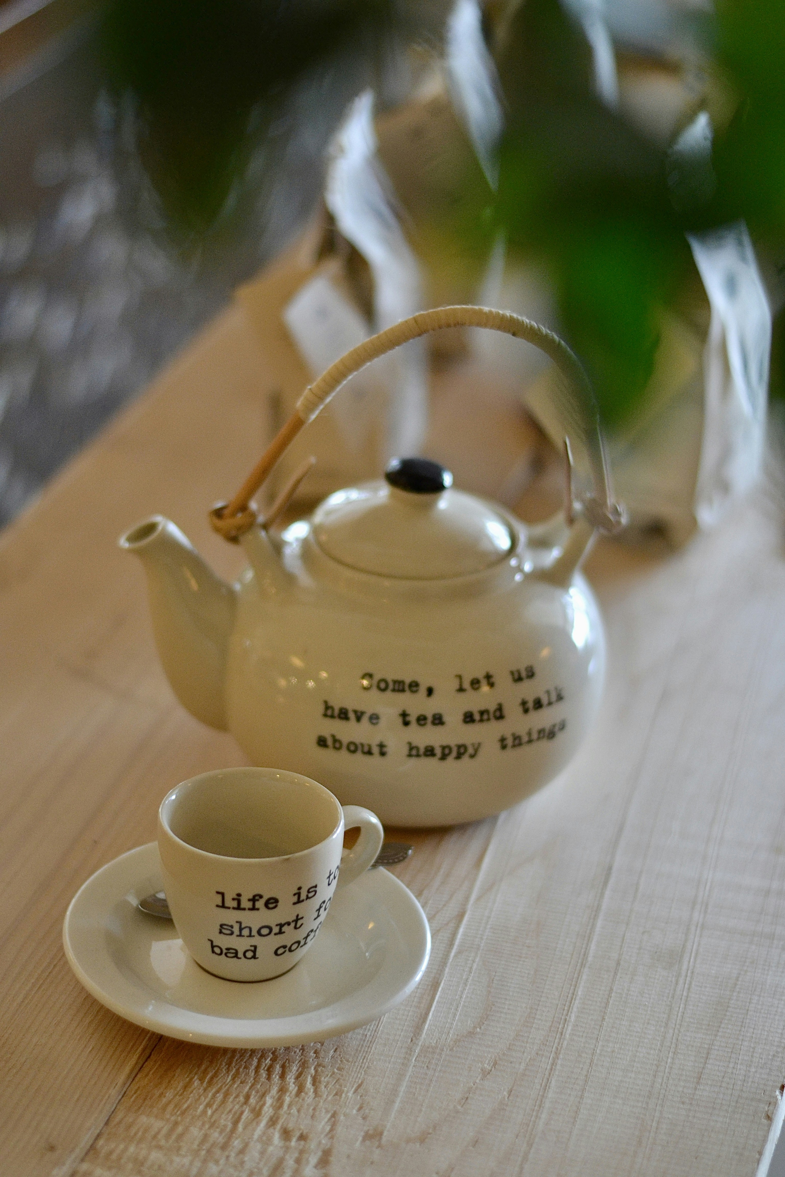 Tea set with an inspirational message. photo – Free Background Image on ...