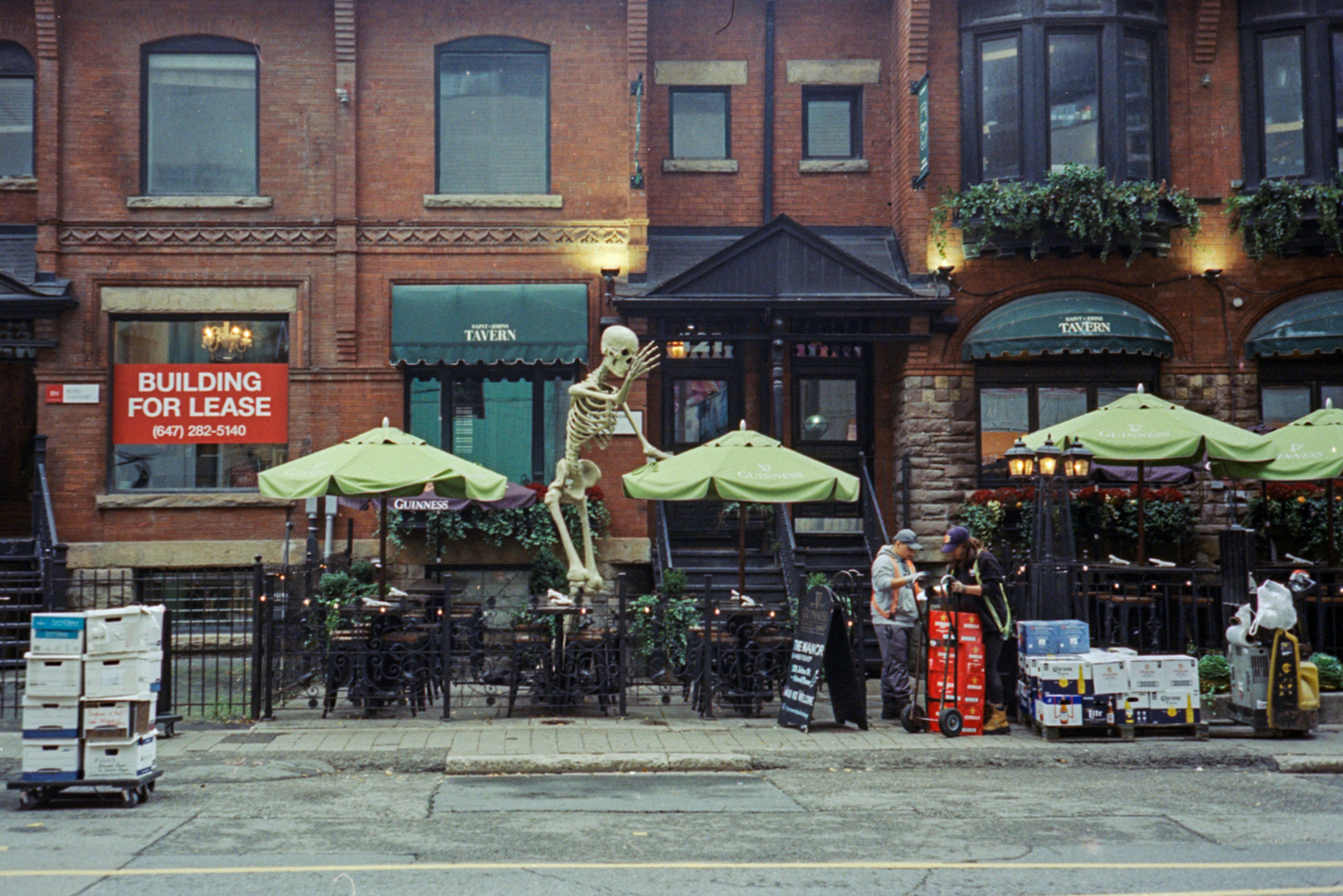 A skeleton stands outside a restaurant. photo – Free Image on Unsplash
