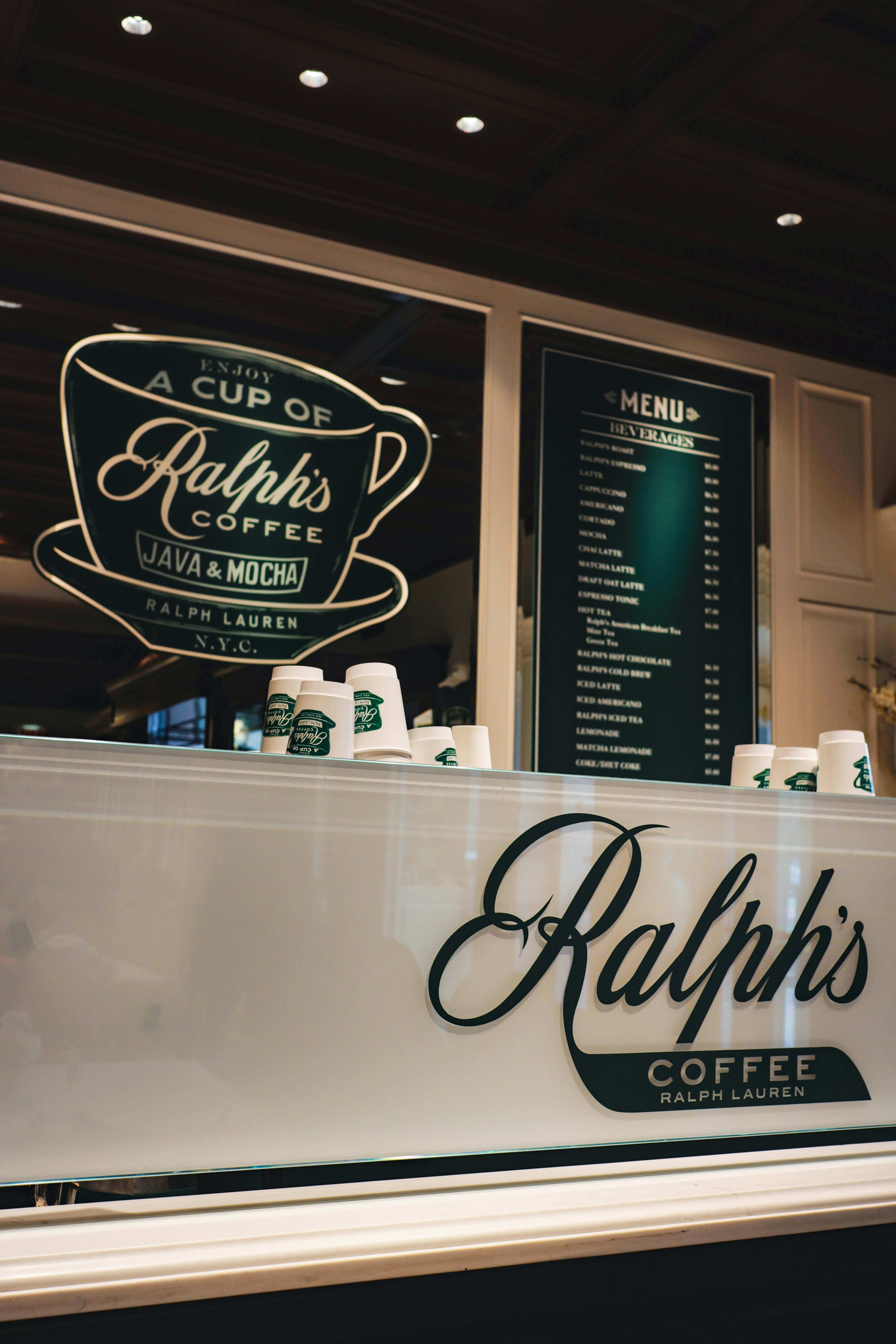Ralph's coffee shop displays its menu and logo. photo – Free Coffee ...