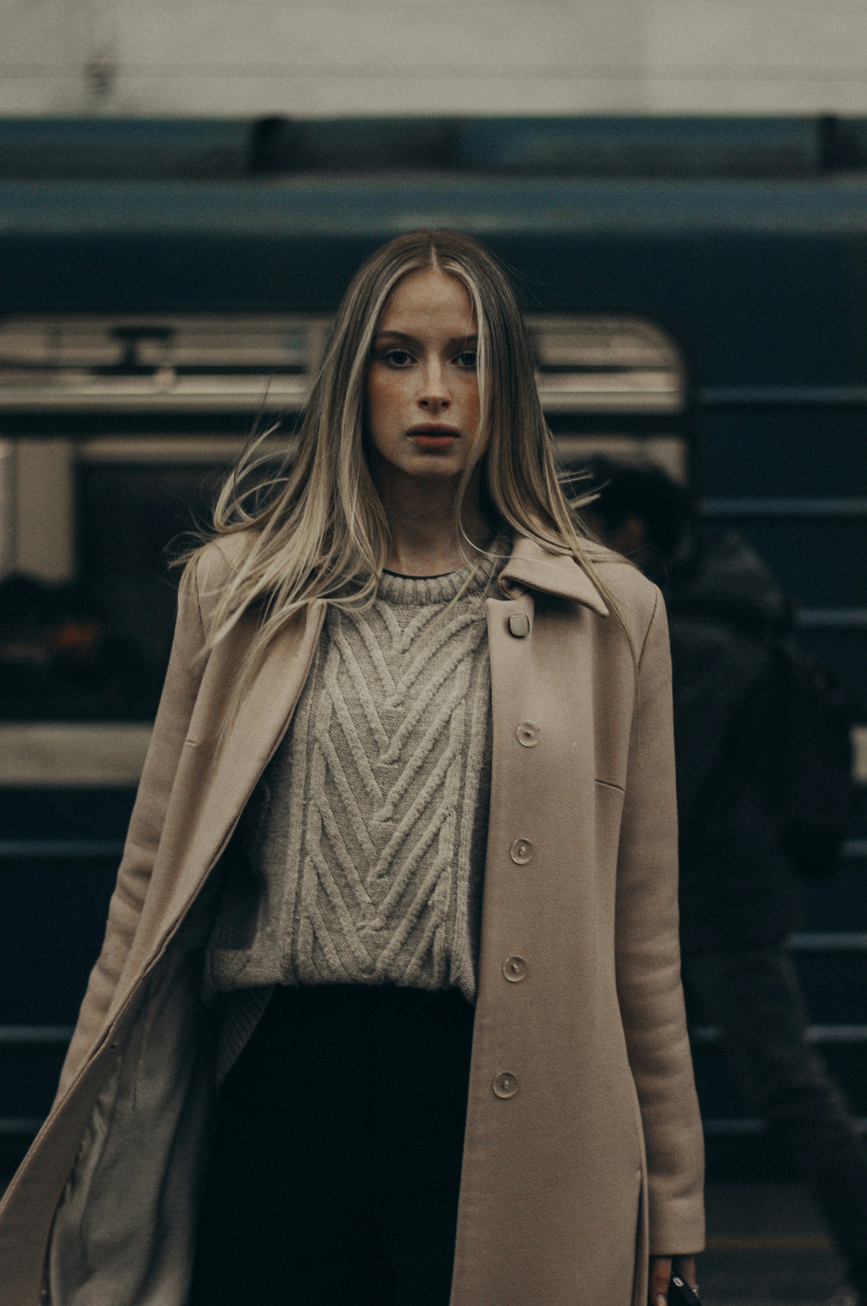 Woman poses confidently in front of a subway train. photo – Free ...