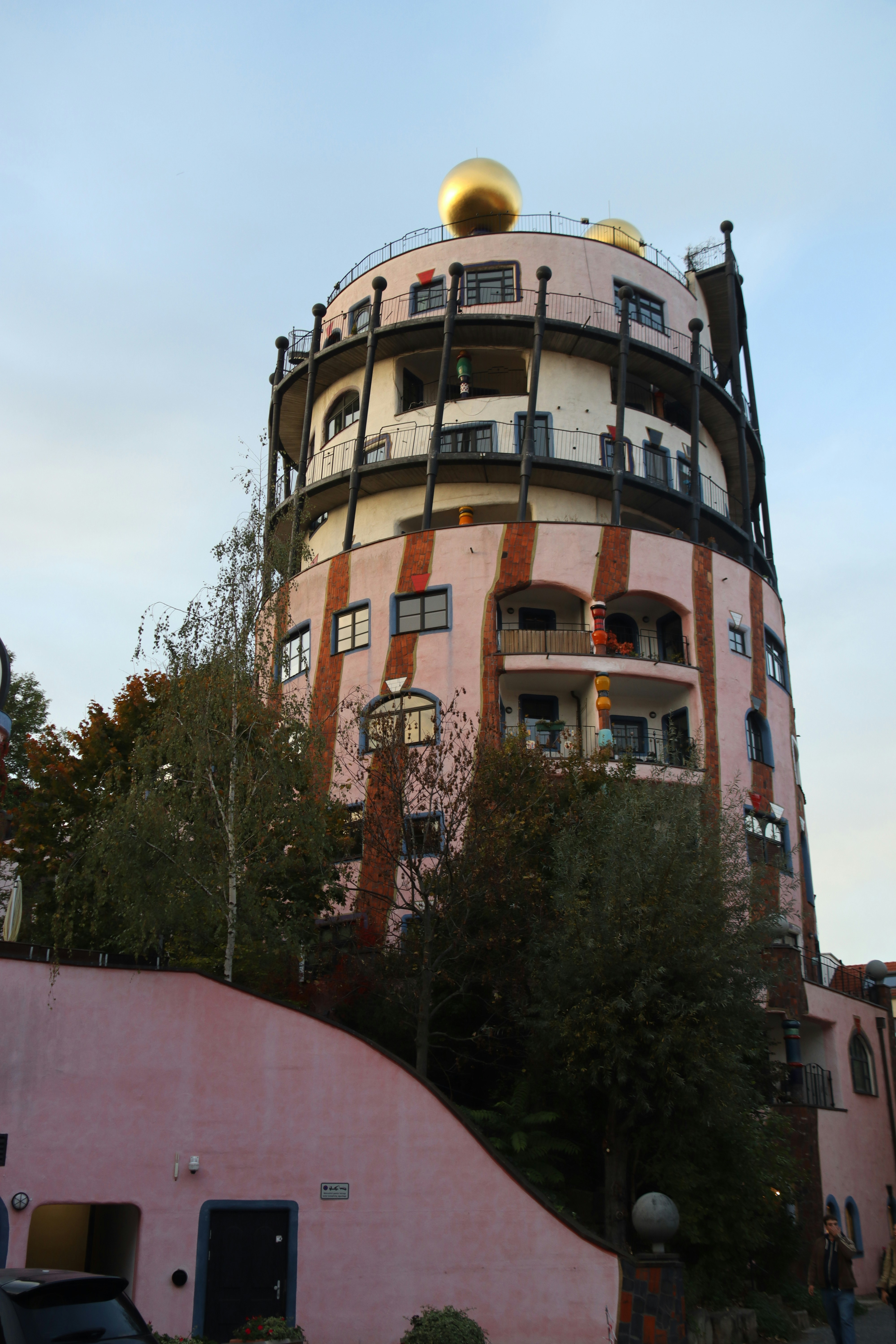 Gold-Crowned Pink Tower: A Whimsical, Layered Landmark