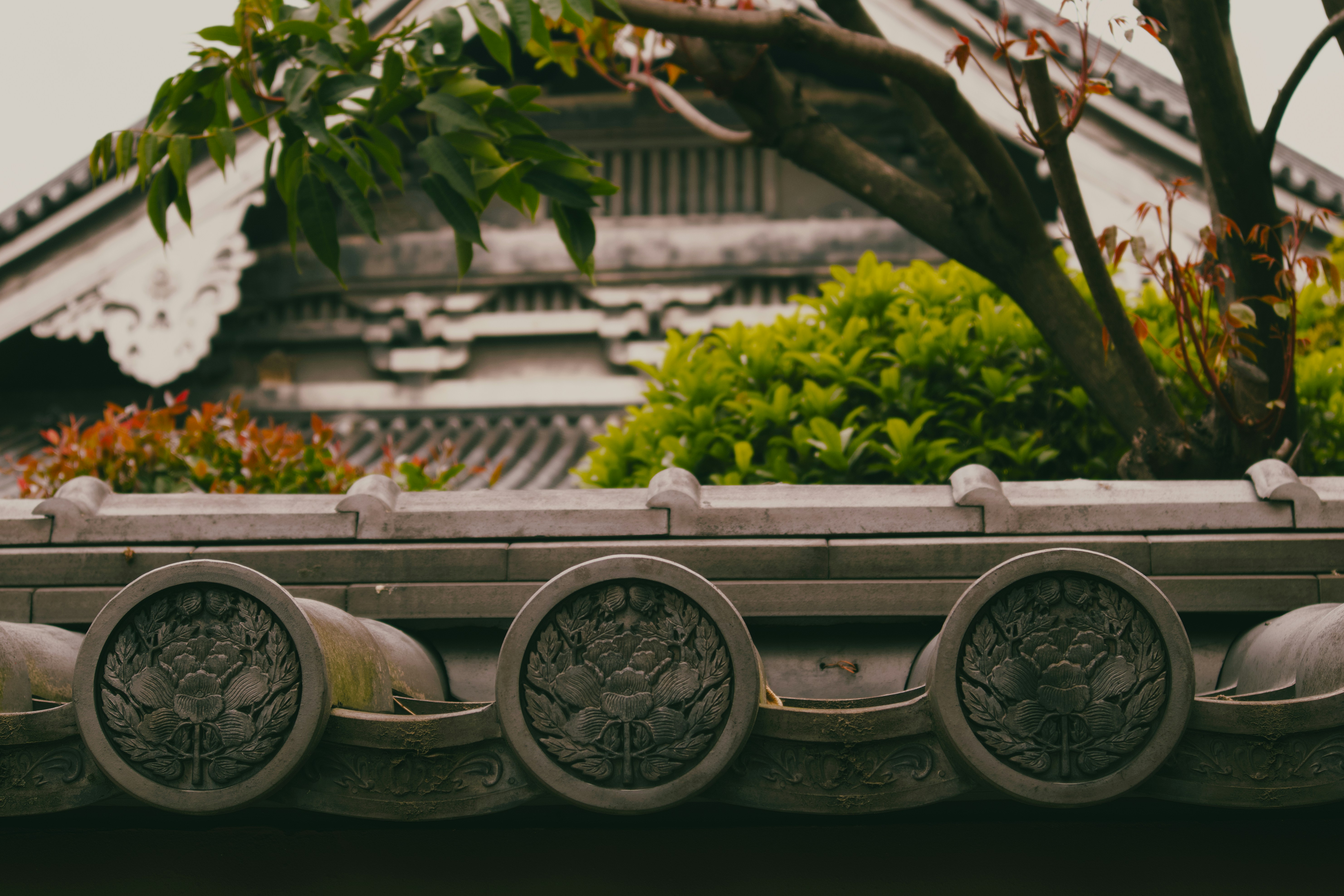 Japanese rooftop with ornate tiles and foliage. photo – Free Image on ...