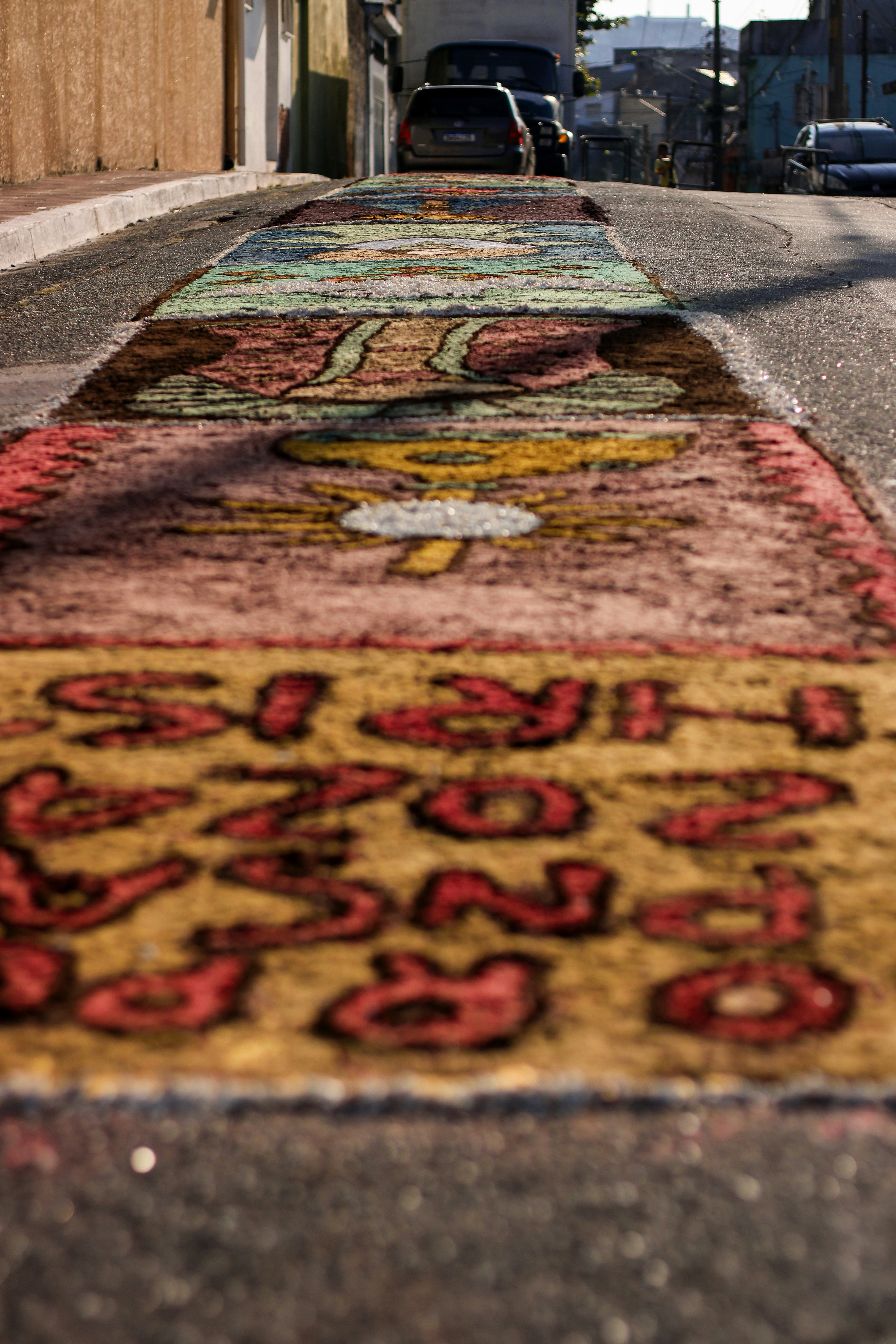 Painted Street Rug: A Colorful Path Through an Urban Alley