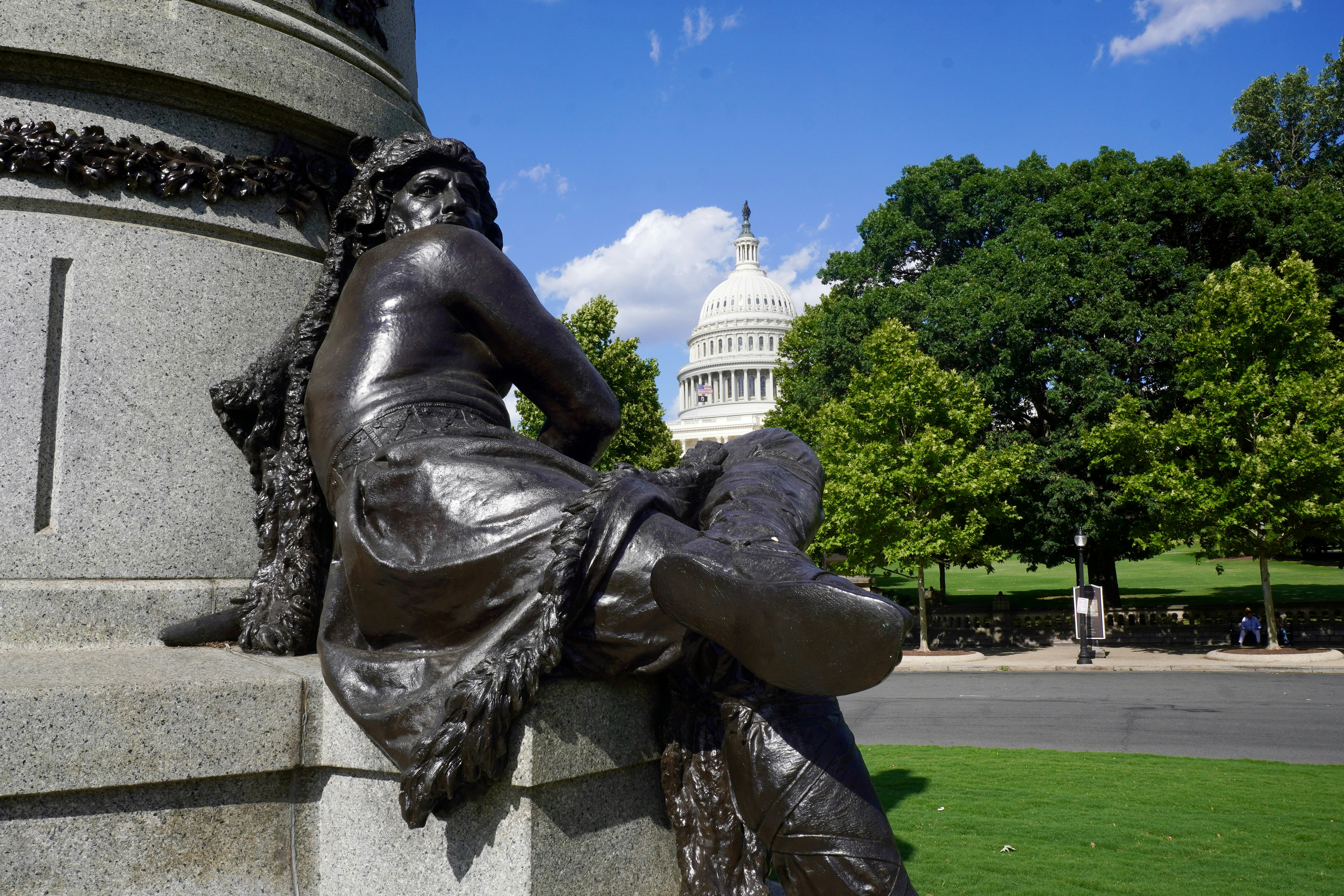Bronze Reclining Figure in the Park with the Capitol Dome in View